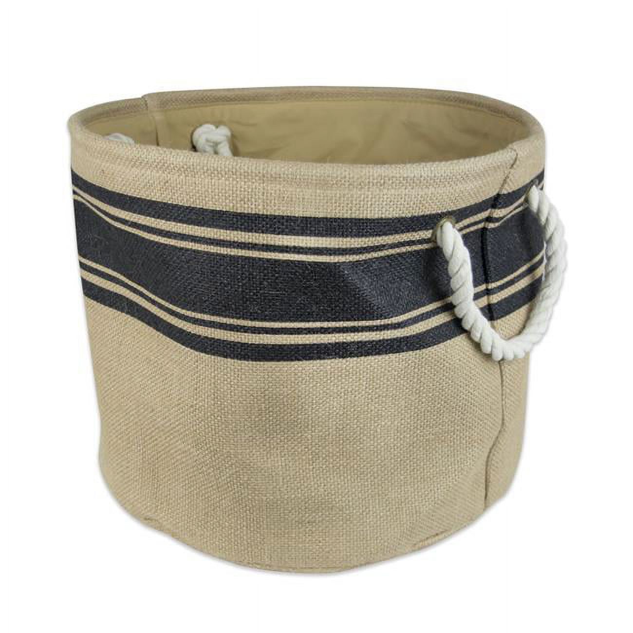 Design Imports Burlap Bin Border Black Round Medium, 15"x15"x12 ...