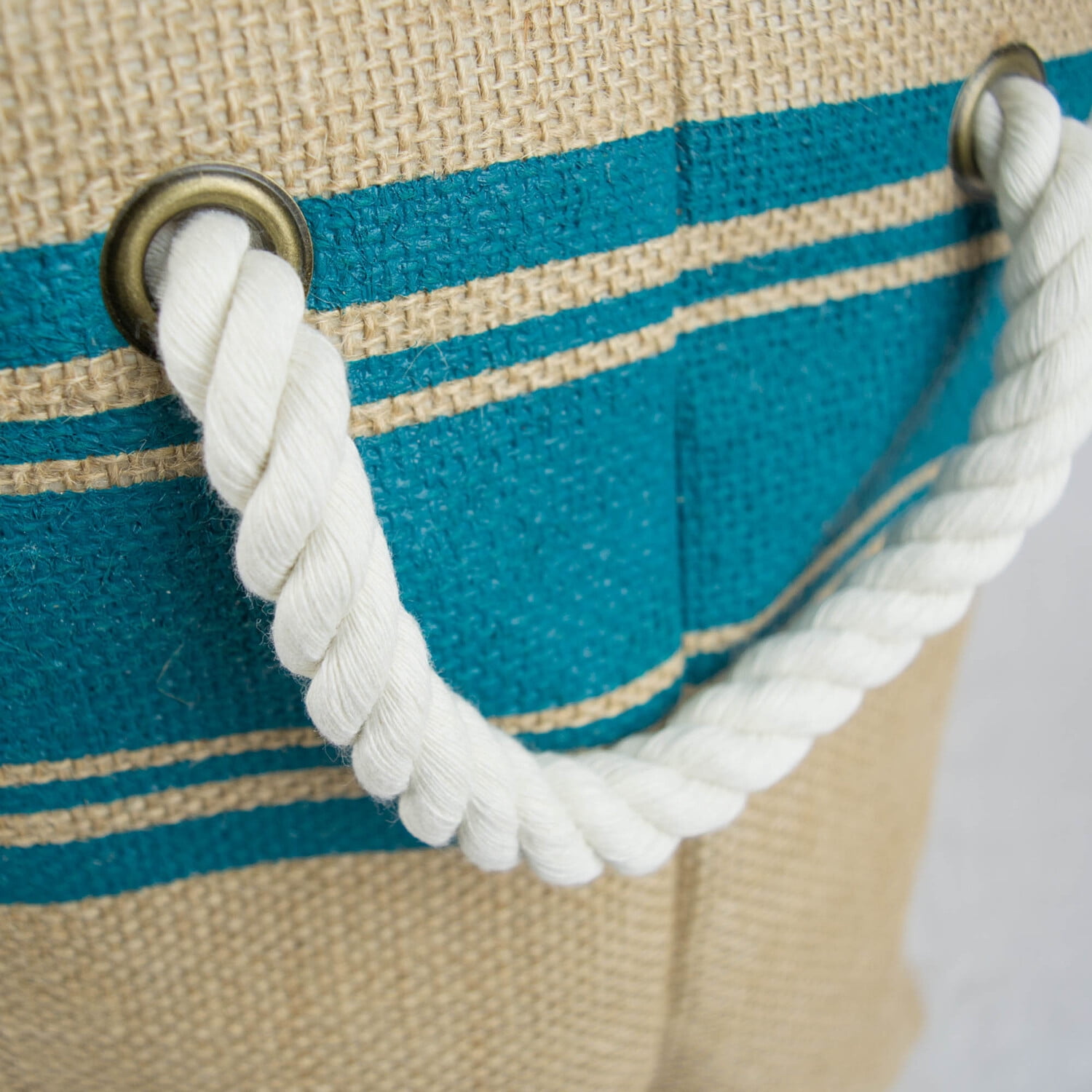 Design Imports Burlap Bin Border Teal Round Small 9X12X12 - Walmart.com