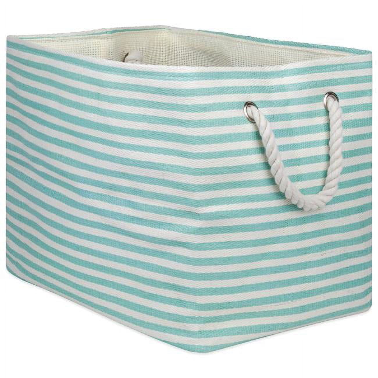 DII Rectangle Modern Paper Pinstripe Large Storage Bin in Aqua Blue ...