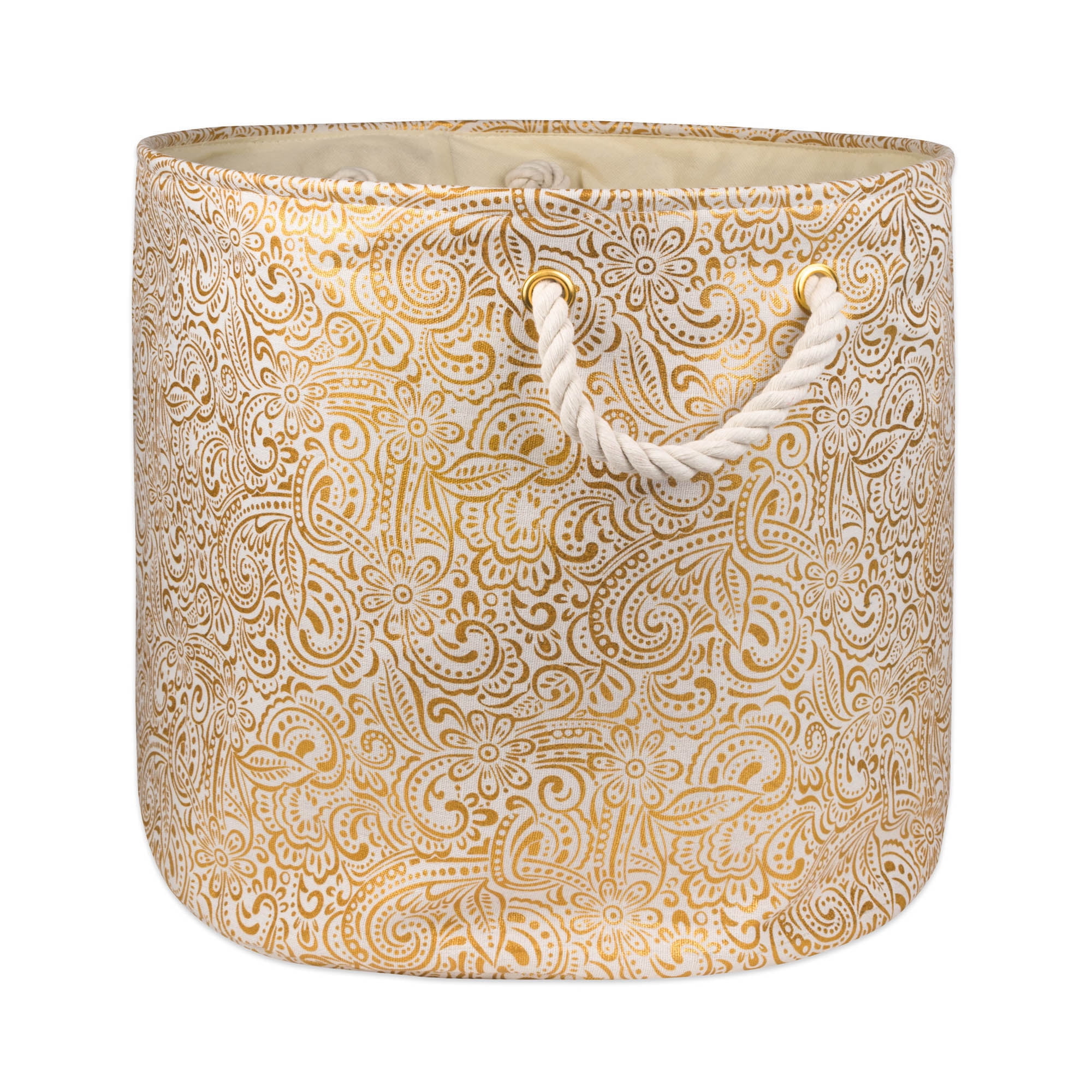 Design Imports CAMZ10375 Round Polyester Bin - Paisley Gold, Medium ...