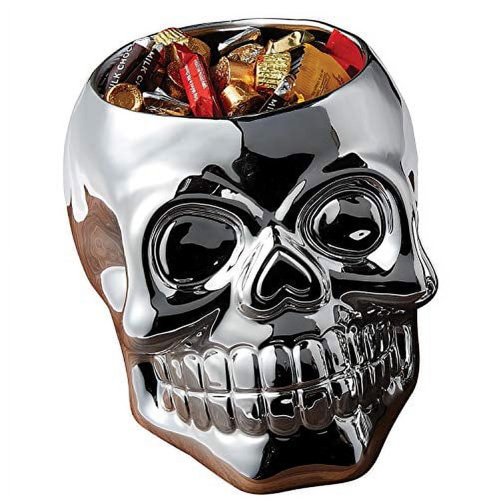 Design Imports Large Silver Skull Candy Bowl - Walmart.com
