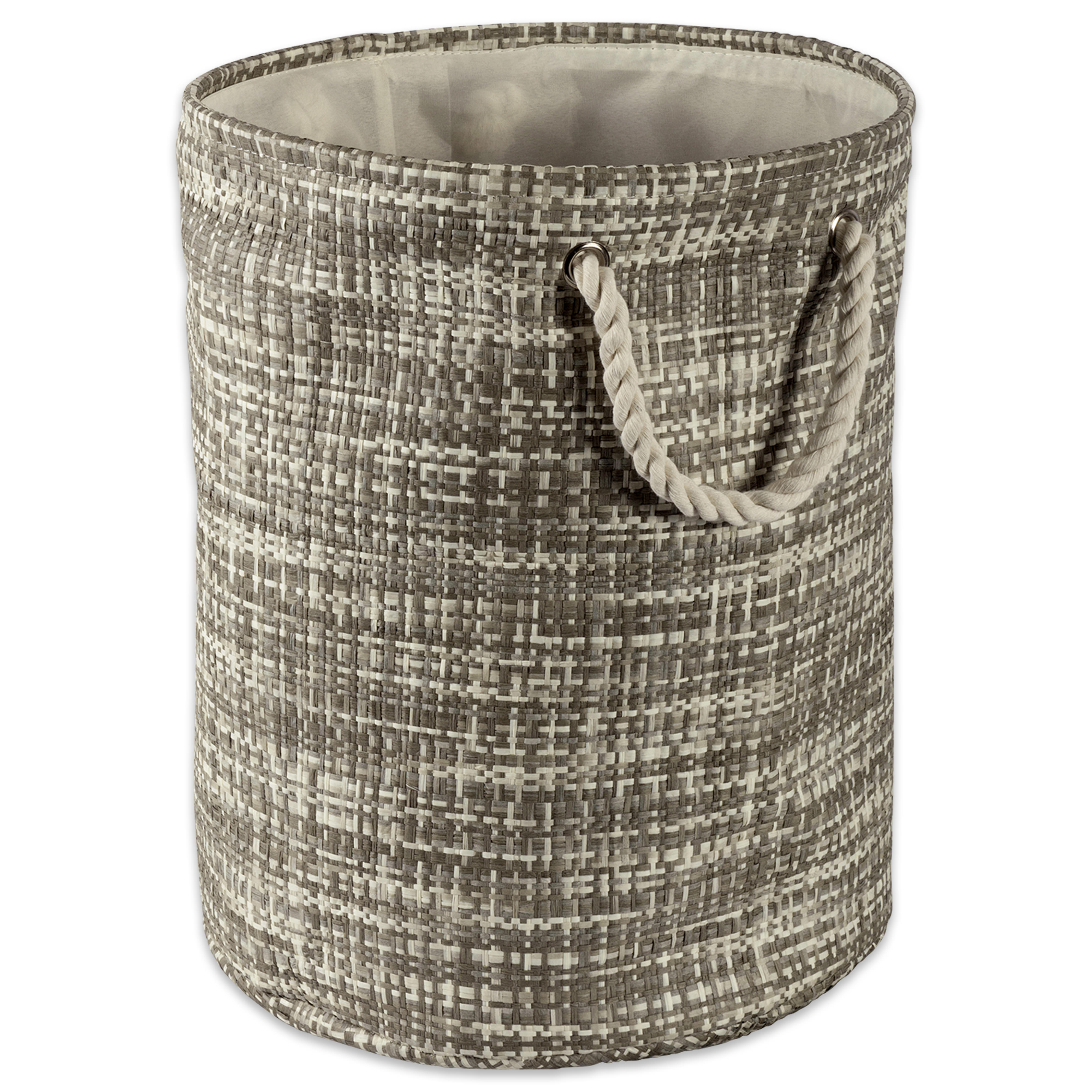 Design Imports Paper Bin Tweed Gray Round Large, 15"x15"x20", 100% ...