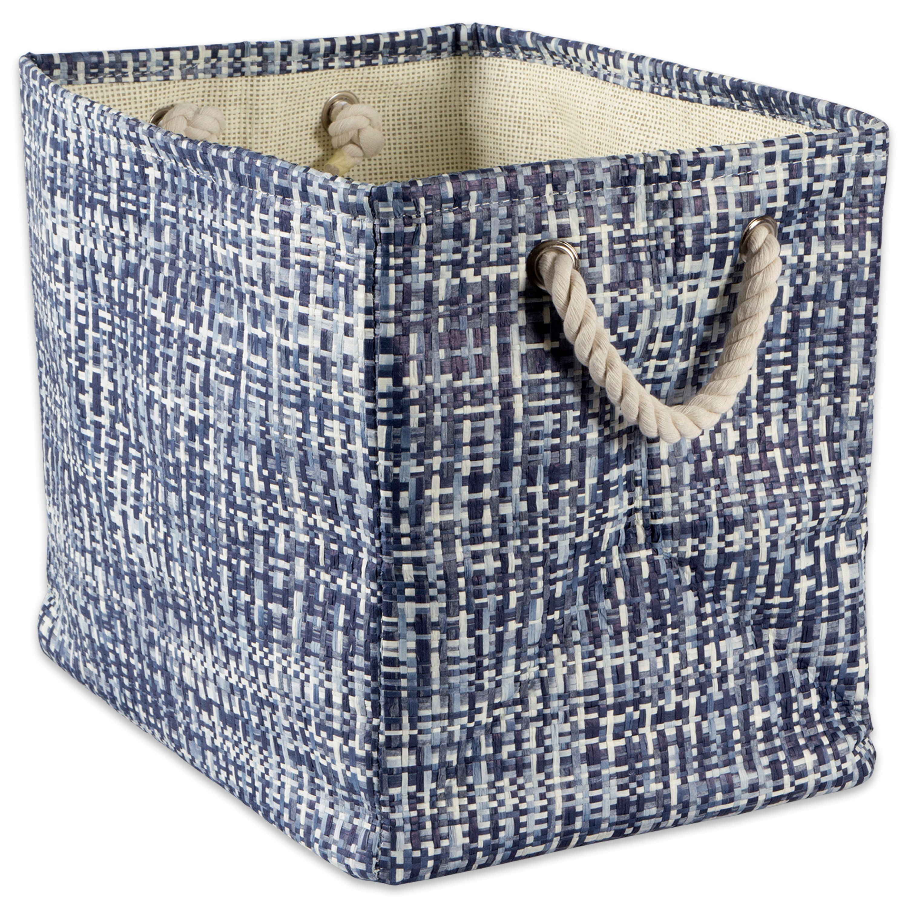 Design Imports Paper Bin Tweed Nautical Blue Rectangle Medium, 15"x10 ...