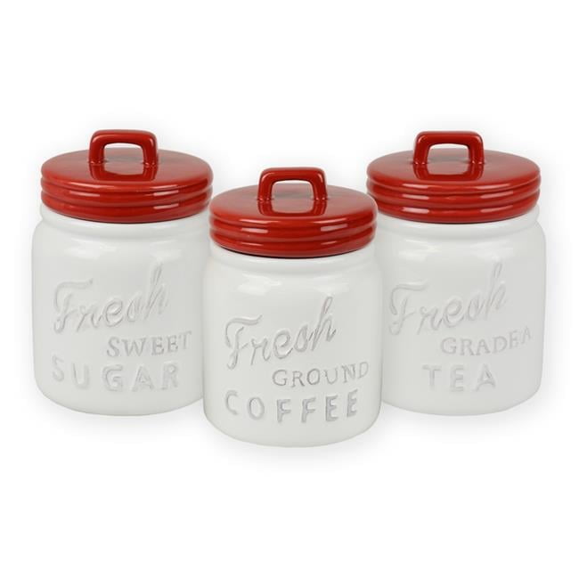 Design Imports Red Ceramic Jar Canister - Set of 3 - Walmart.com