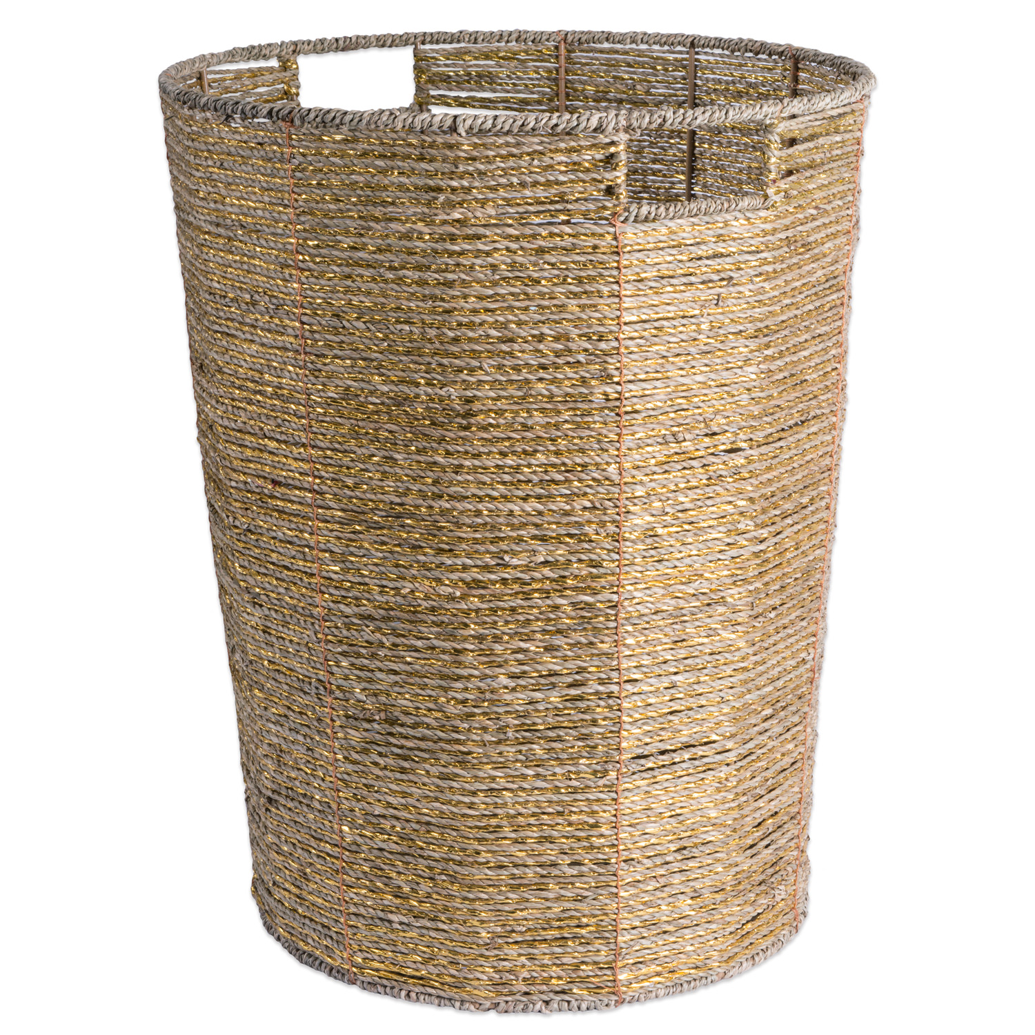 Design Imports Seagrass Bin Metallic Gold Round, 16"x16"x20", 100% ...