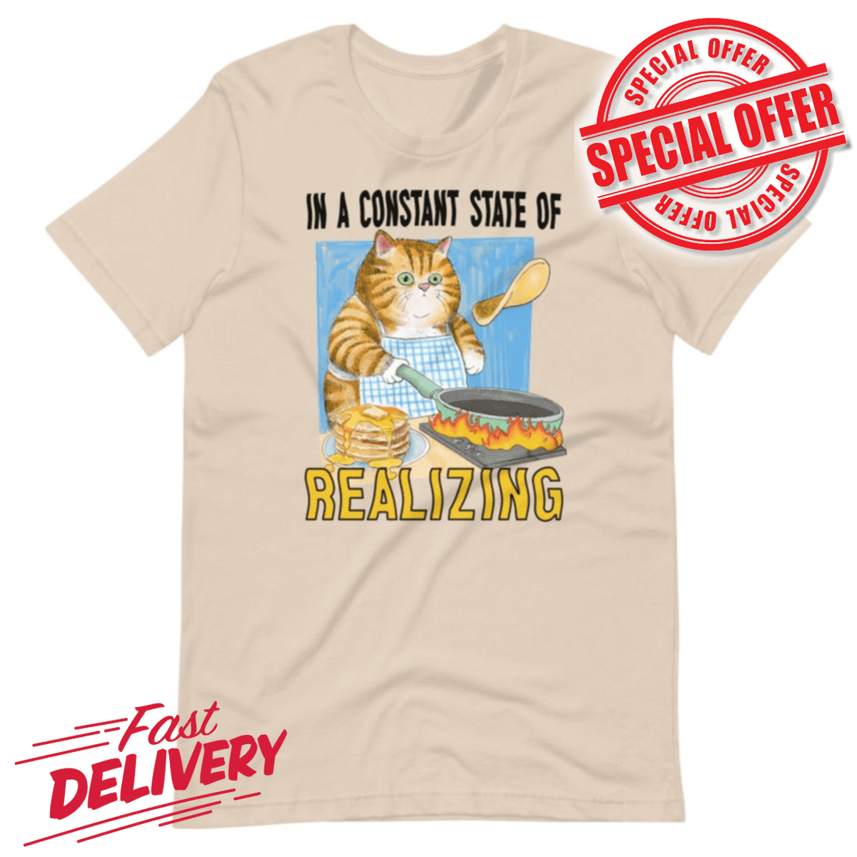 Design In A Constant State Of Realizing T-Shirt Cat Cooking Meme Funny ...