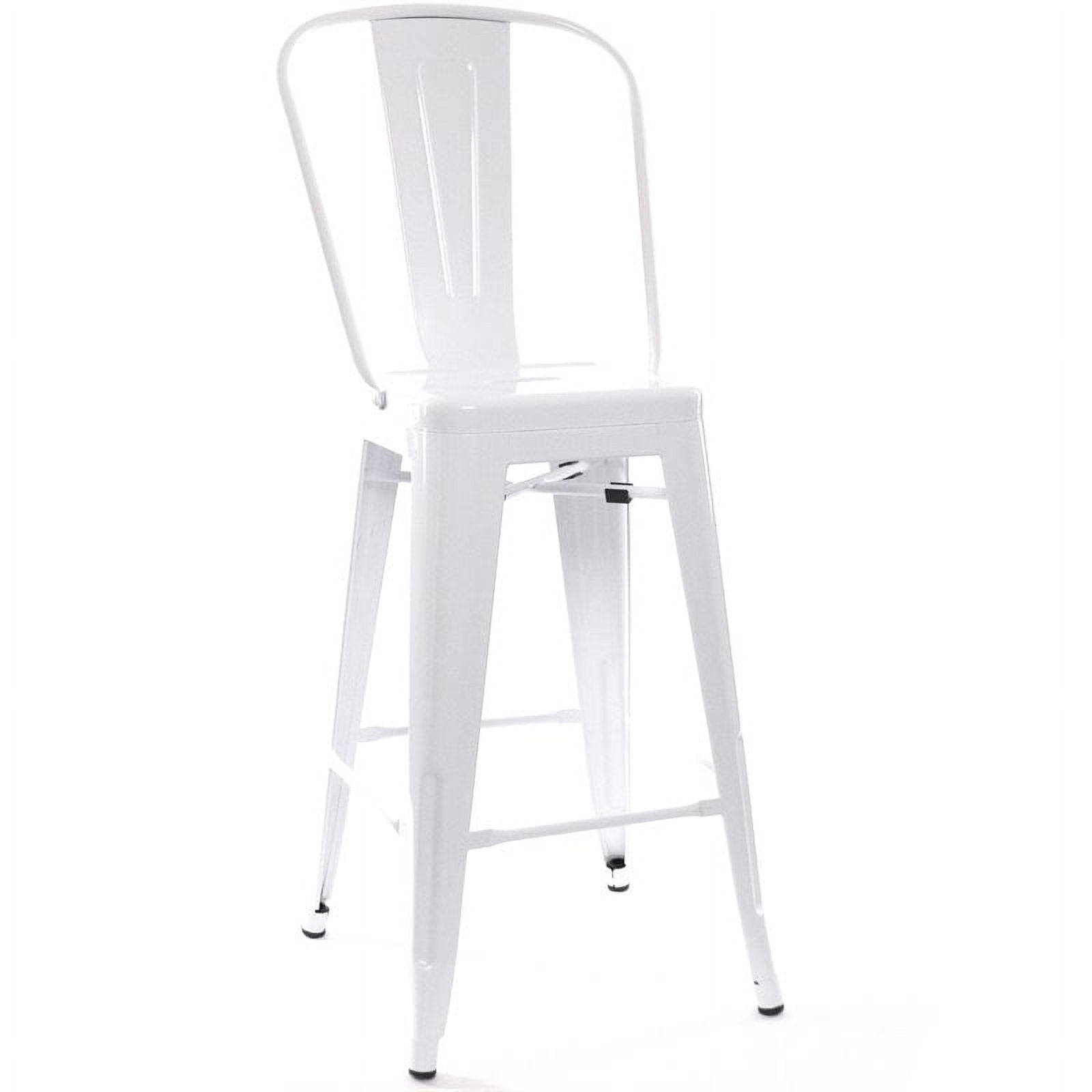Design Lab MN Dreux 26.5" Metal High Back Counter Stool in White (Set ...