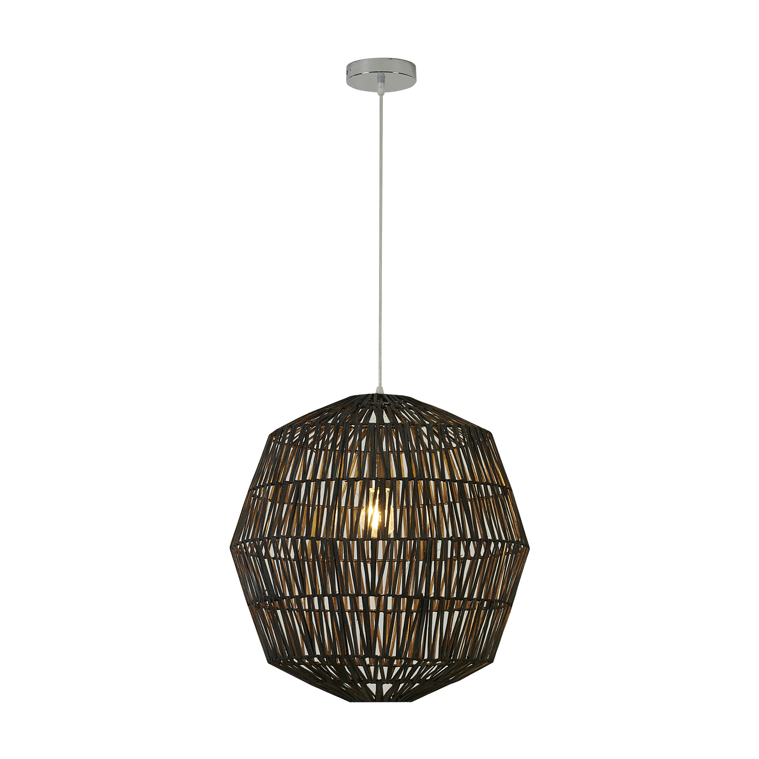 Design Living 1-Light D20" Black Weaved Rope Pendant Light with Chrome ...