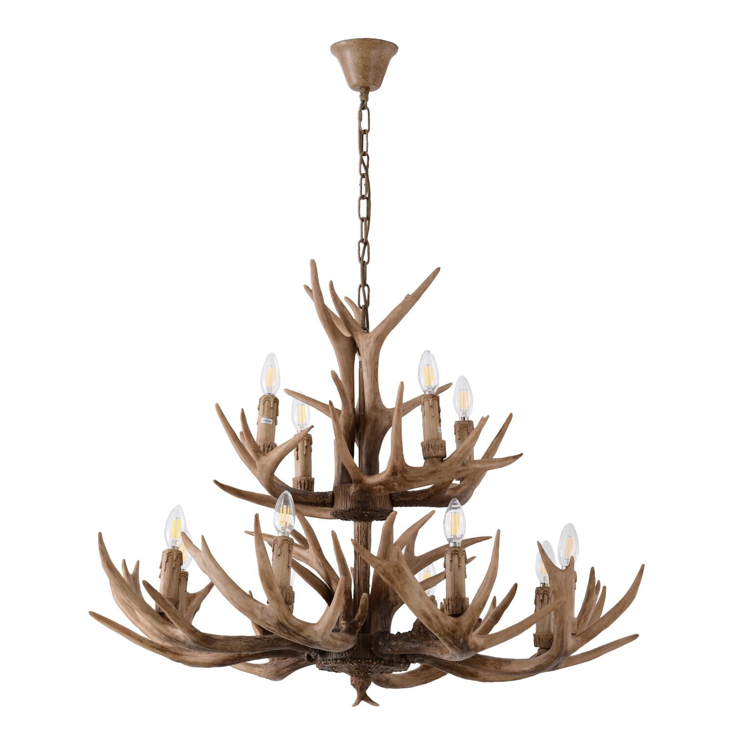 Design Living 12-Light 2-Tier Polyresin Antler Lighting Fixture ...