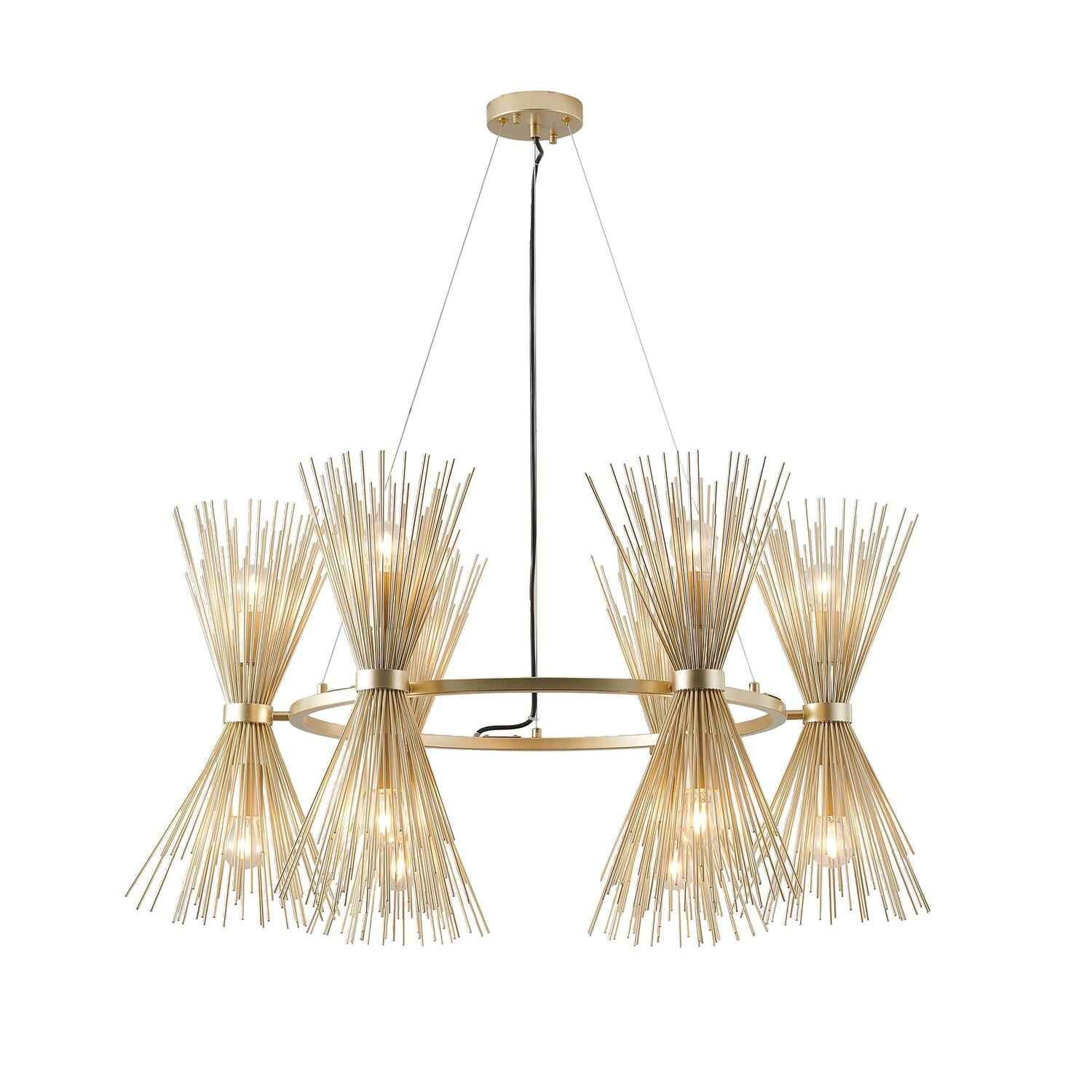 Design Living 12-Light Gold Iron Chandelier With Spiked Cone Shades ...