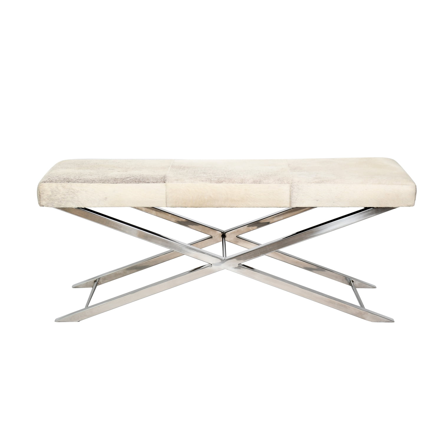 Living Design L46" Chrome Stainless Steel Frame Bench with Grey ...