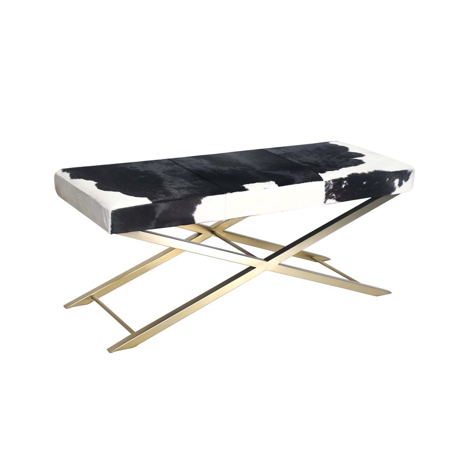 Design Living L46'' Gold Stainless Steel Bench with Black and White ...
