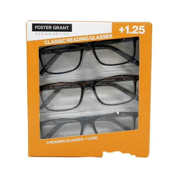 Design Optics By Foster Grant Classic Reading Glasses +1.25 3 Count ...