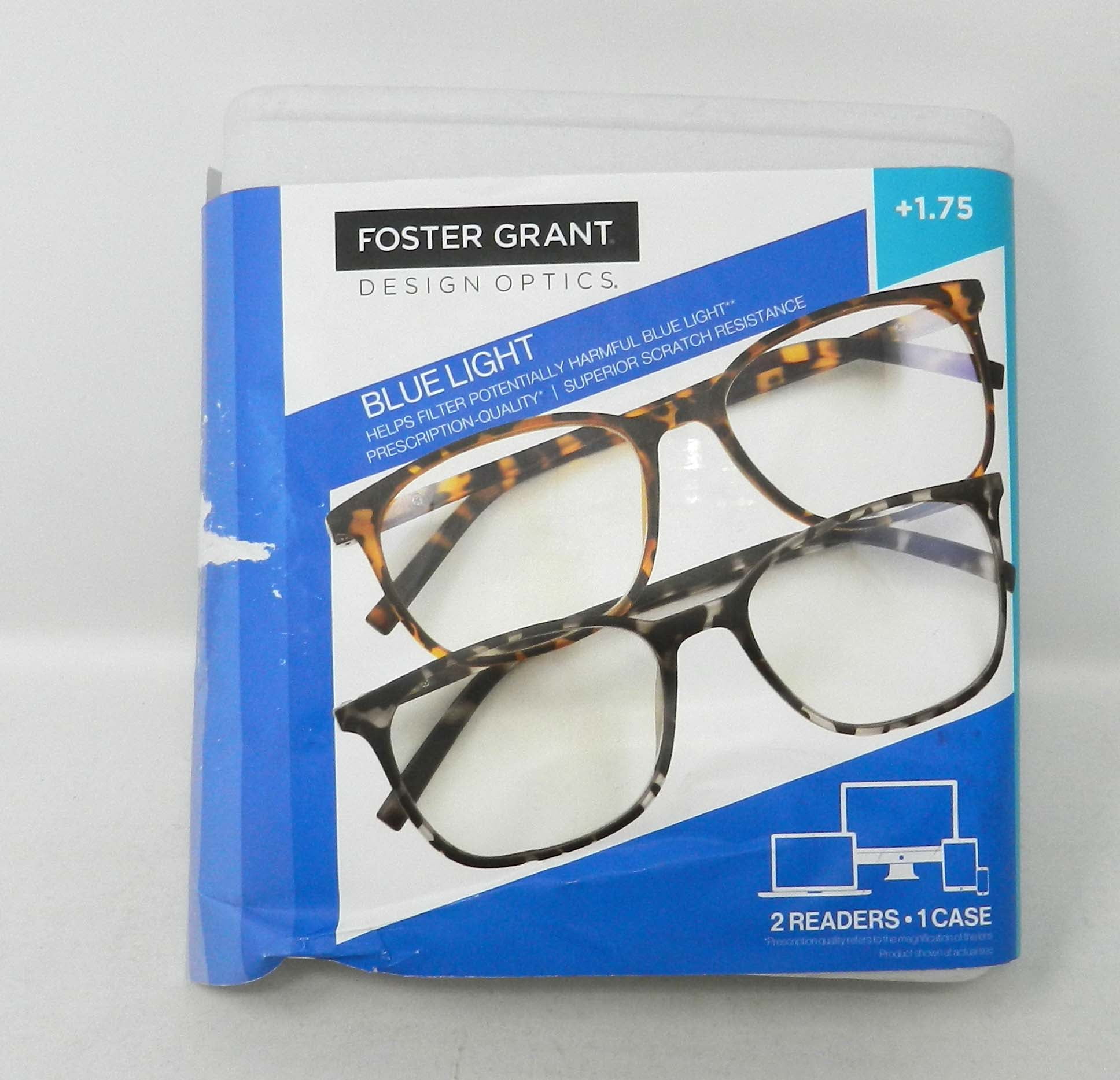 Design Optics By Foster Grant Eric Blue Light +1.75 Reading Glasses 2 ...