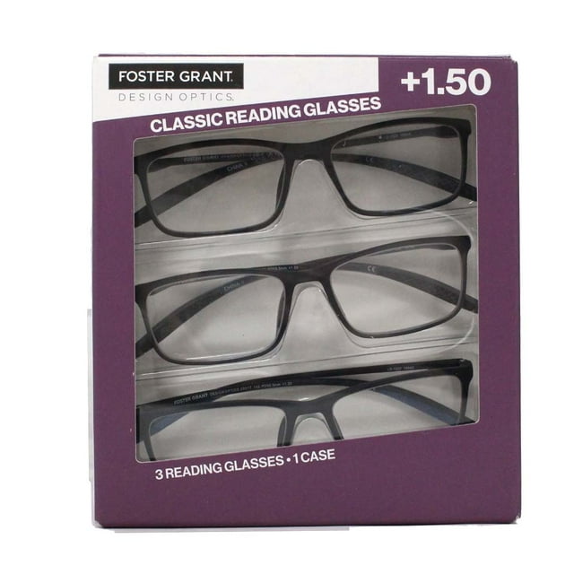 Design Optics Foster Grant Classic Rectangle Plastic +1.50 Reading ...