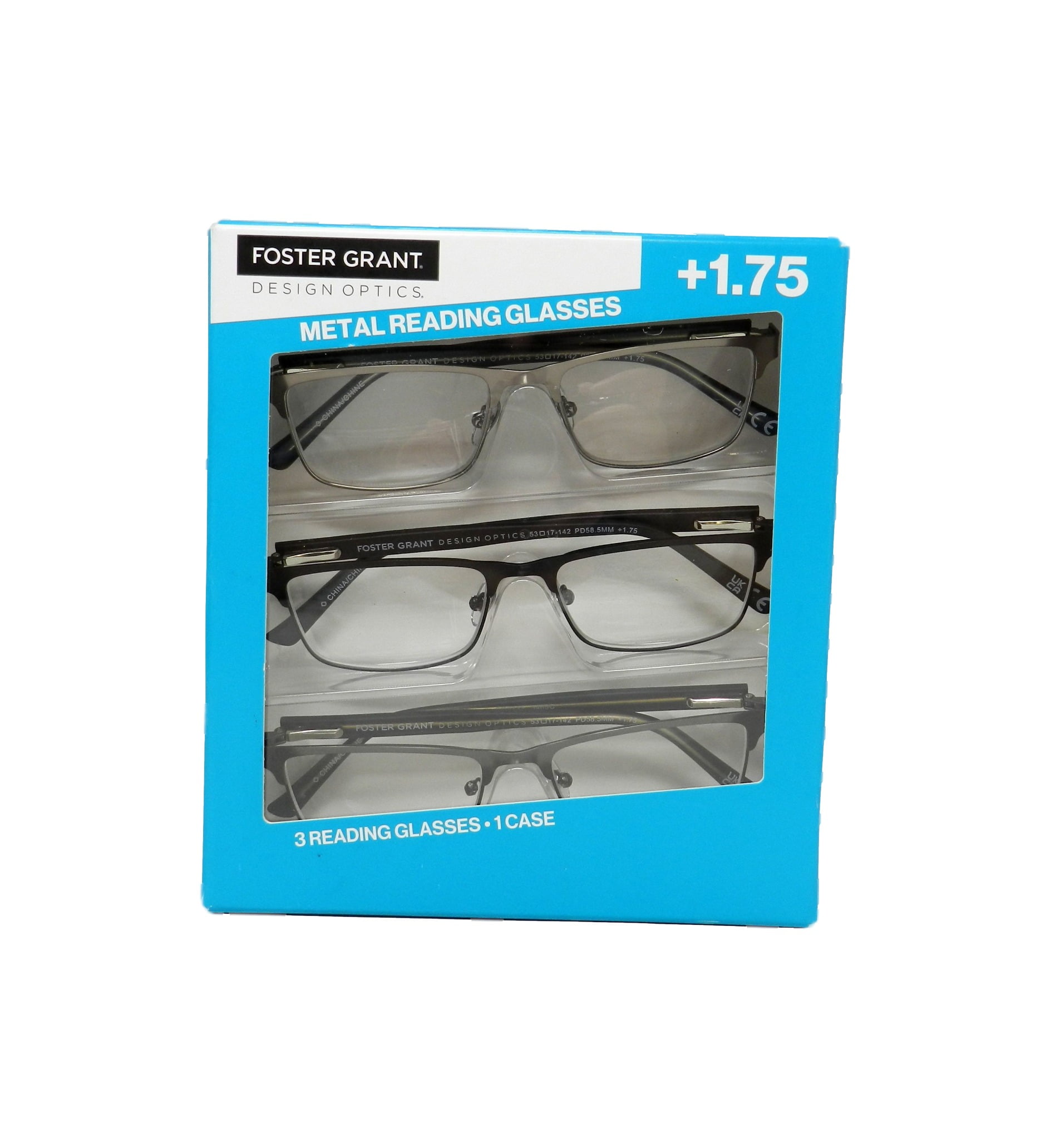 Design Optics Foster Grant Kyne Full Metal Square Reading Glasses 3 ...