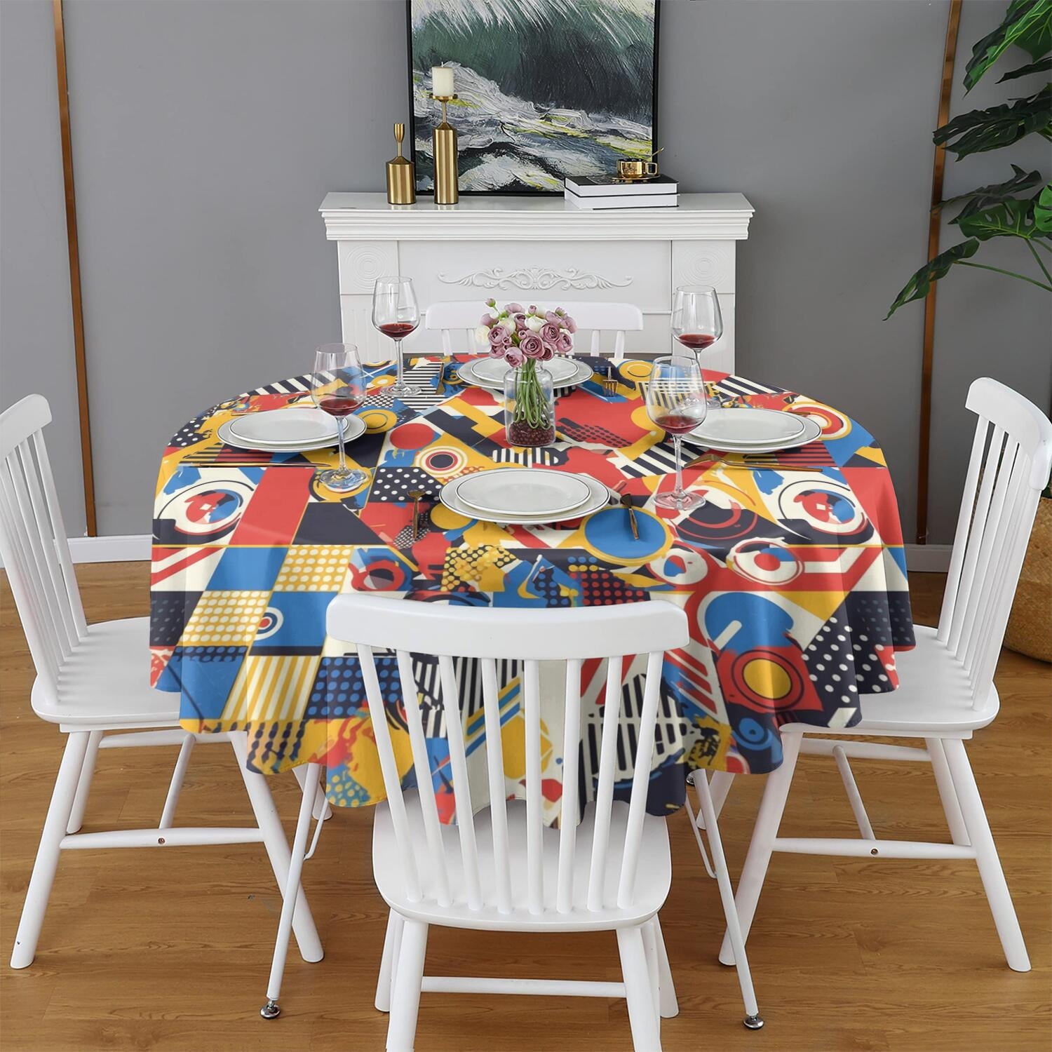 Design Pattern Round Tablecloth 60 Inch – Waterproof Polyester Table ...