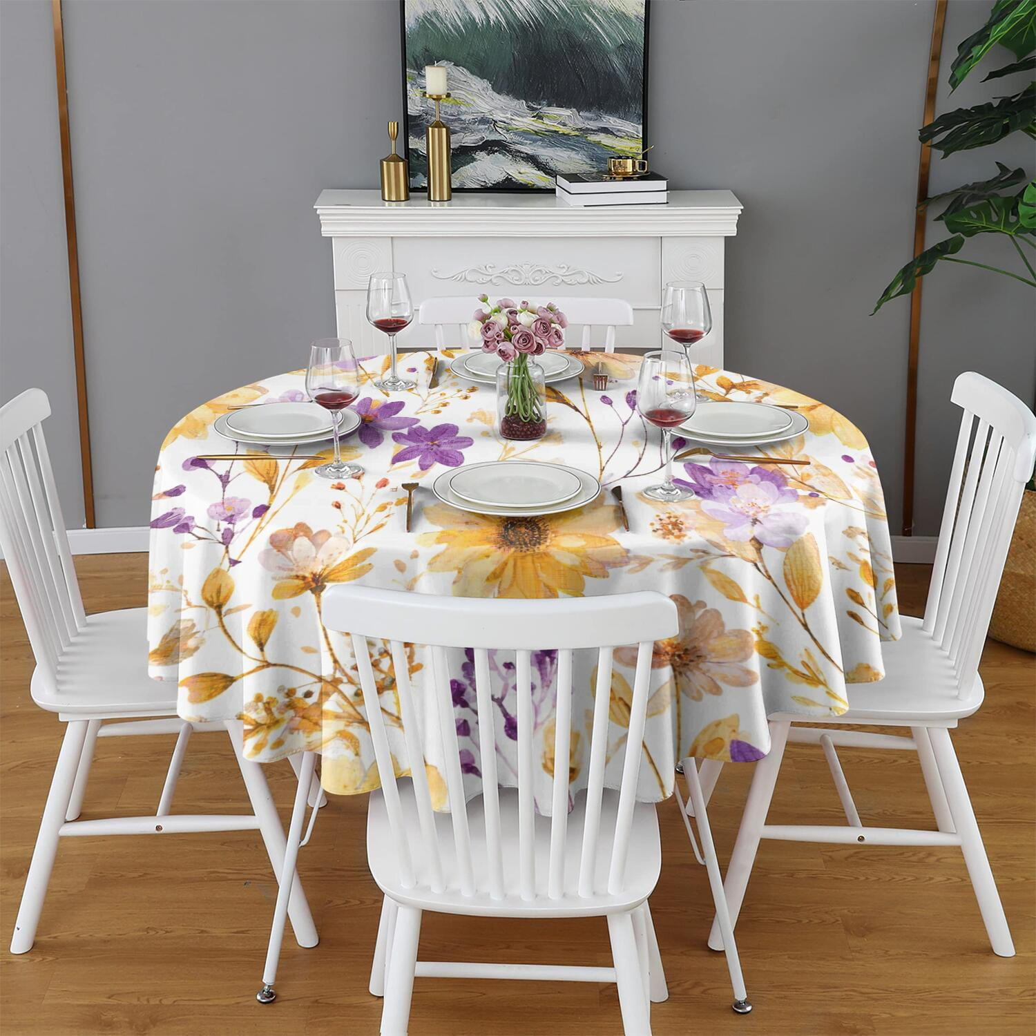 Design Pattern Round Tablecloth 60 Inch – Waterproof Polyester Table ...