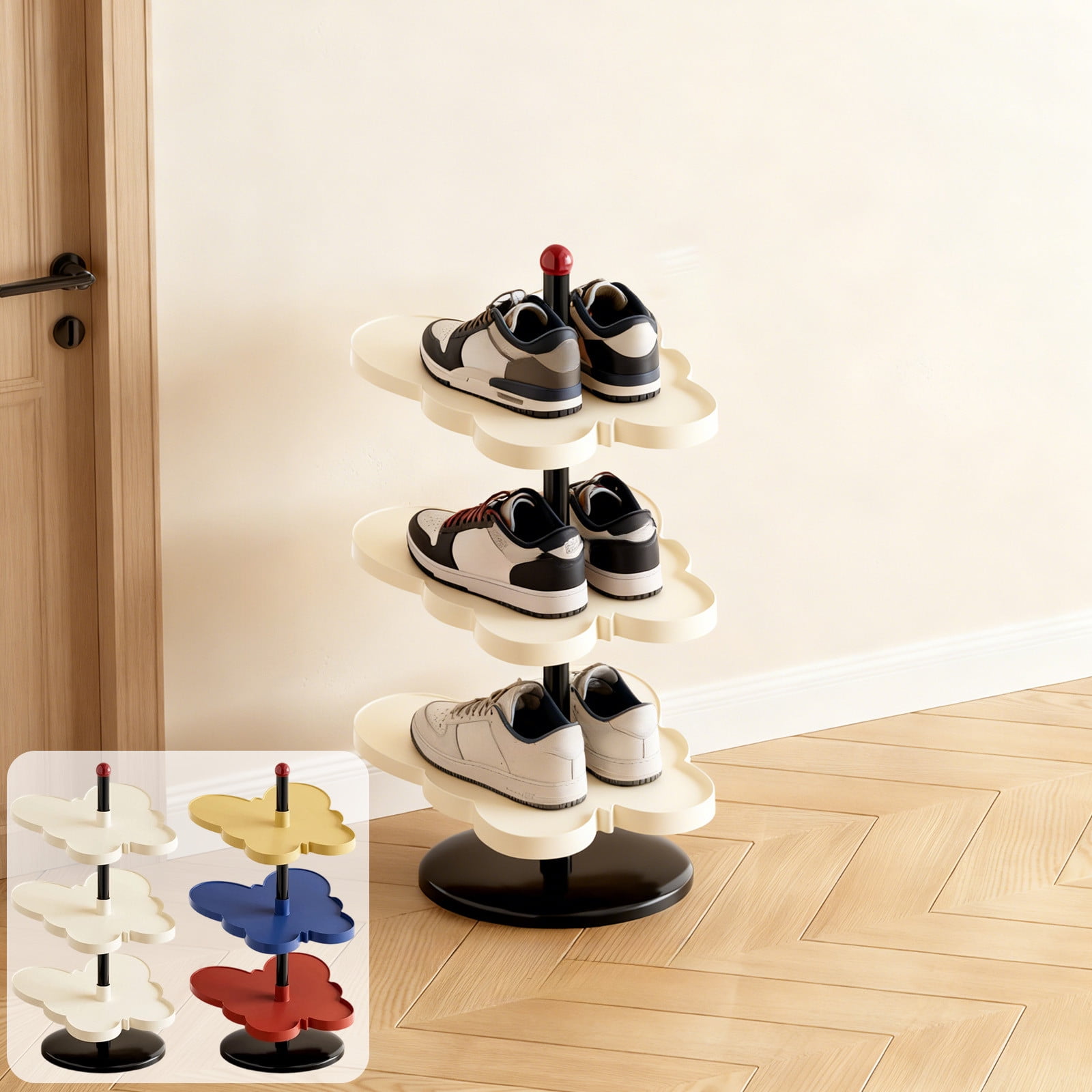 Design Plastic Shoe Rack, 3-Tier Detachable Shoe Organizer, White ...