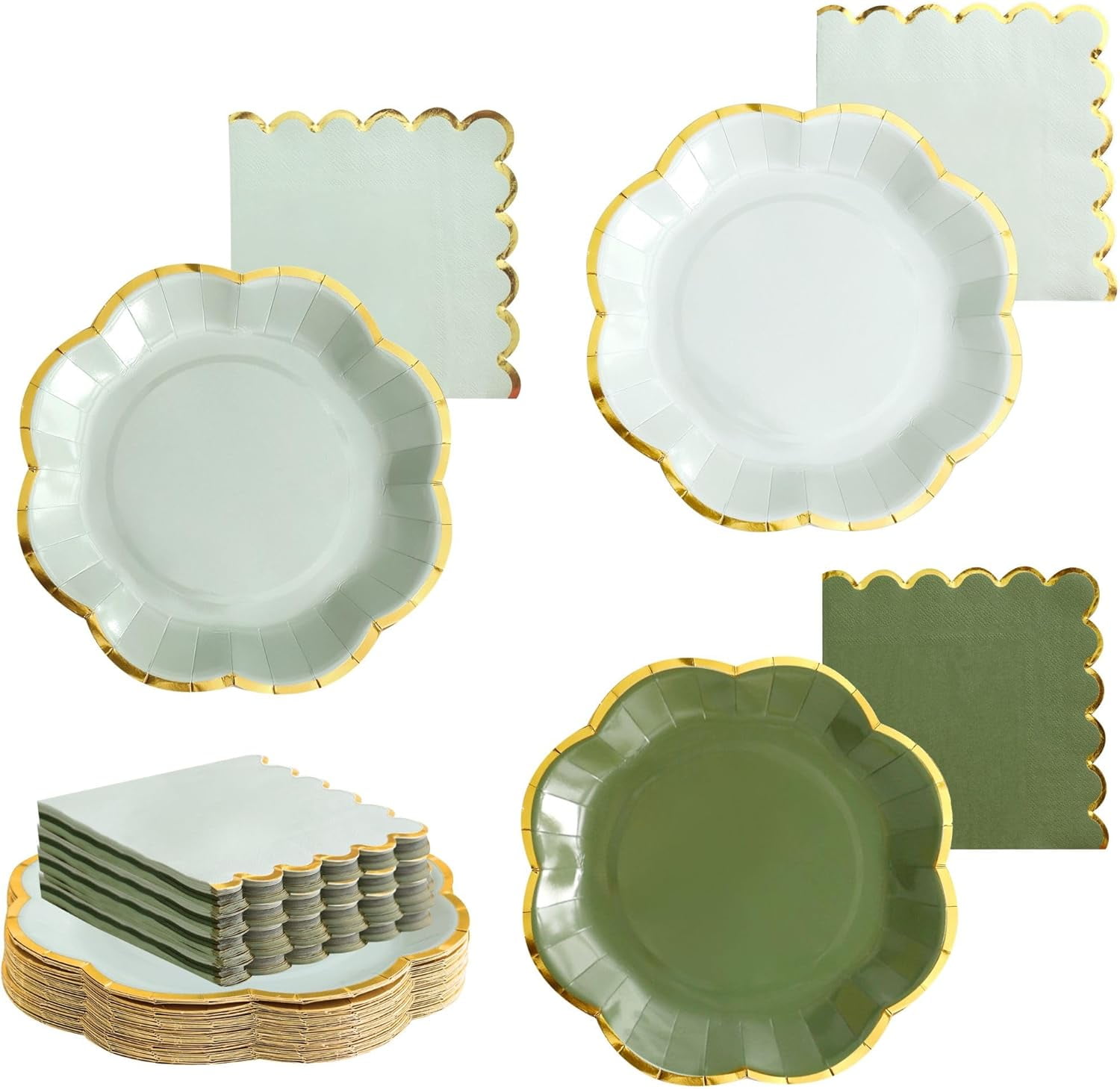 Design Sage Green Paper Plates and Napkins - 24 PK Disposable Plates ...