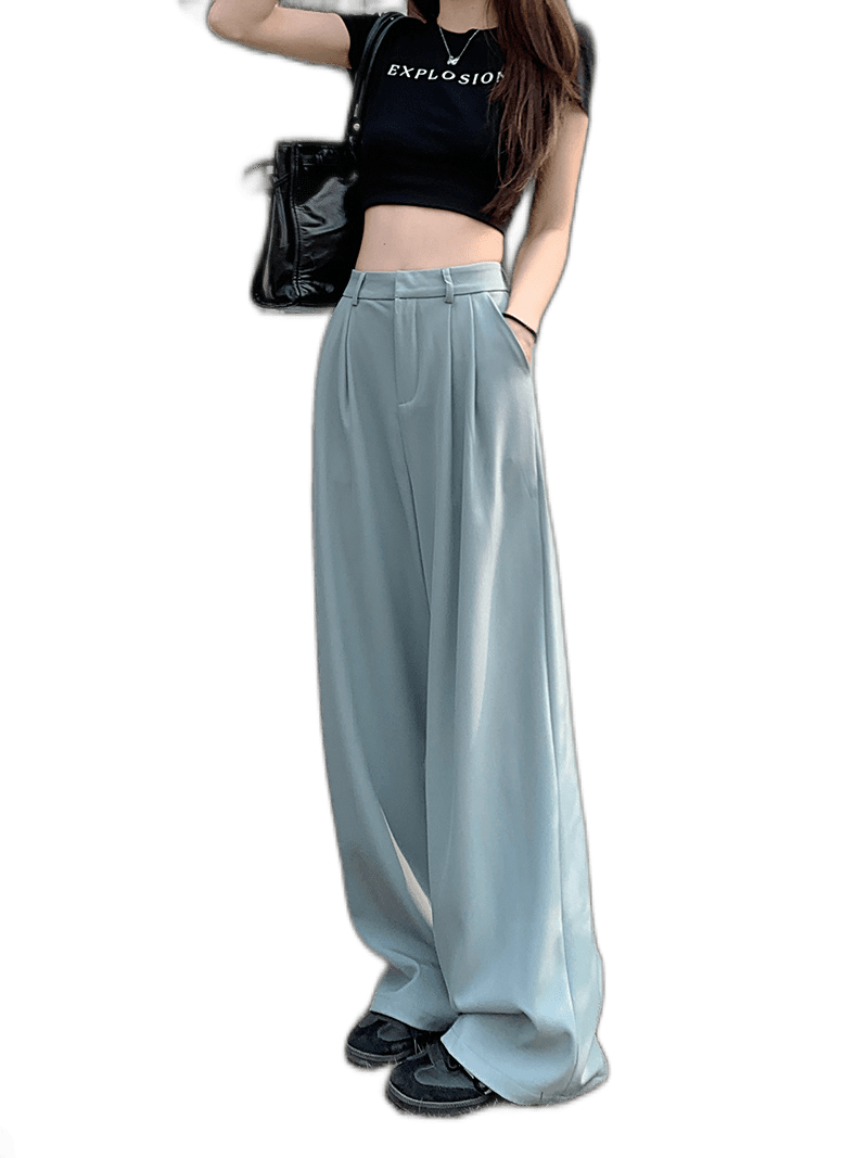 Design Sensor Suit Pants Casual Pants Female Spring Black Pants Wide ...