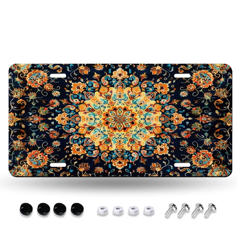 Design with Symmetrical Patterns and Vibrant Colors License Plate Frame ...