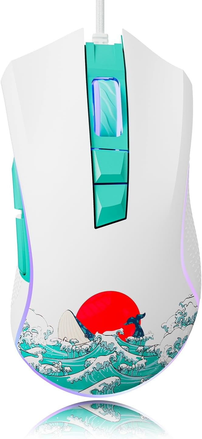 Design】The gaming mouse embody a harmonious fusion of style and functionality. Its sleek design ...