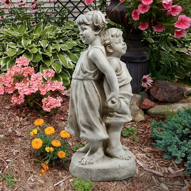 Design Toscano 27" Back to Back Brother and Sister Garden Statue ...