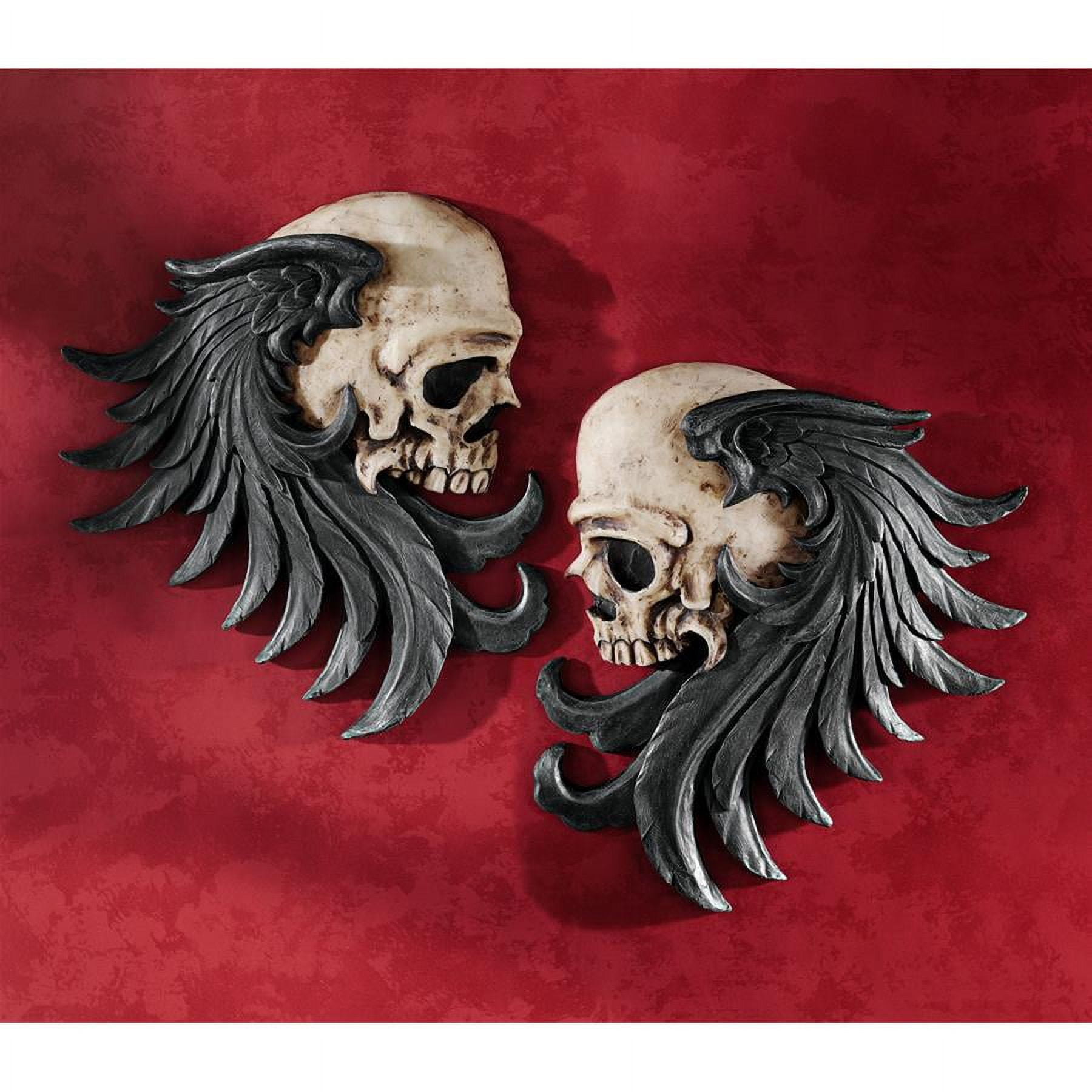 Design Toscano Bad to the Bones Winged Skull Sentinel Wall Sculptures ...