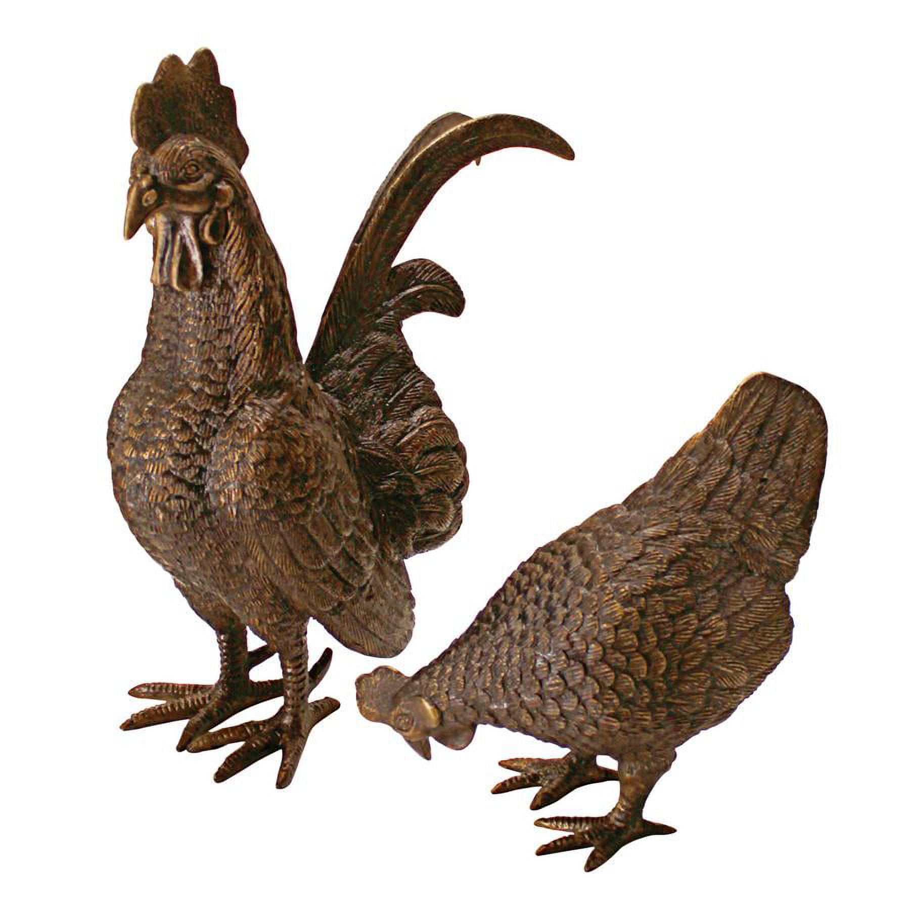 Design Toscano Barnyard Rooster and Hen Cast Bronze Garden Statues: Set ...