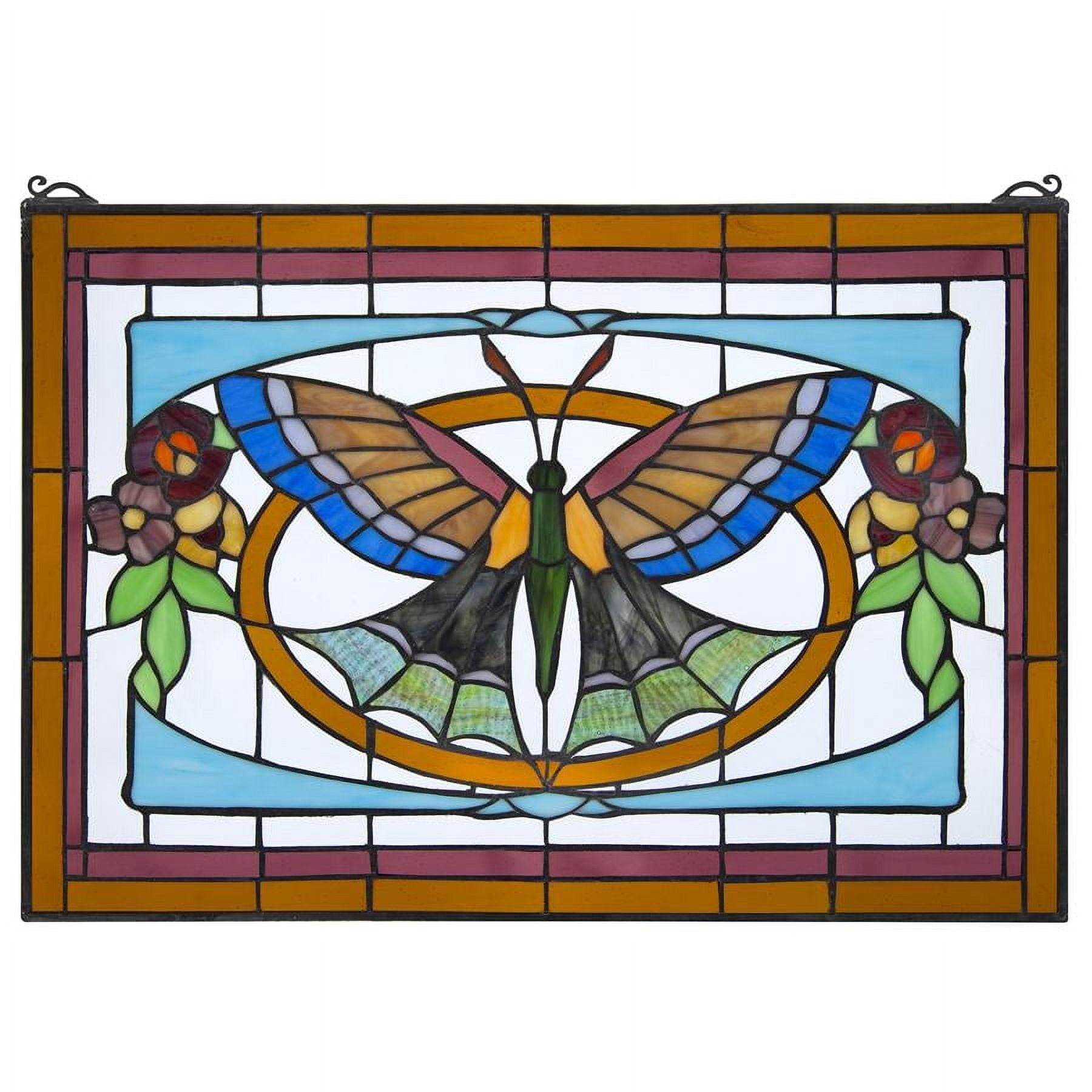 Design Toscano Butterfly Ballet Tiffany-Style Stained Glass Window ...
