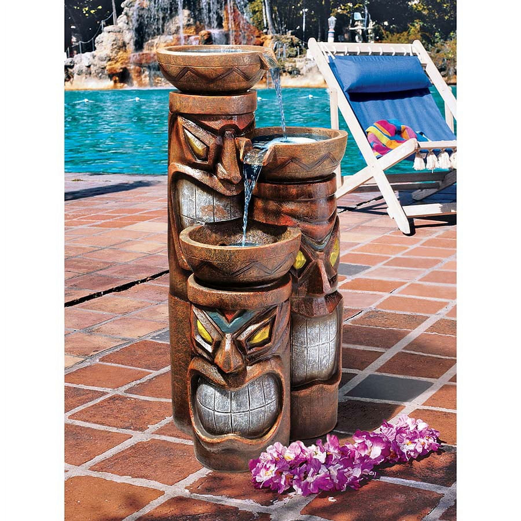 Design Toscano Cascading Aloha Tiki Three-Bowl Garden Fountain ...