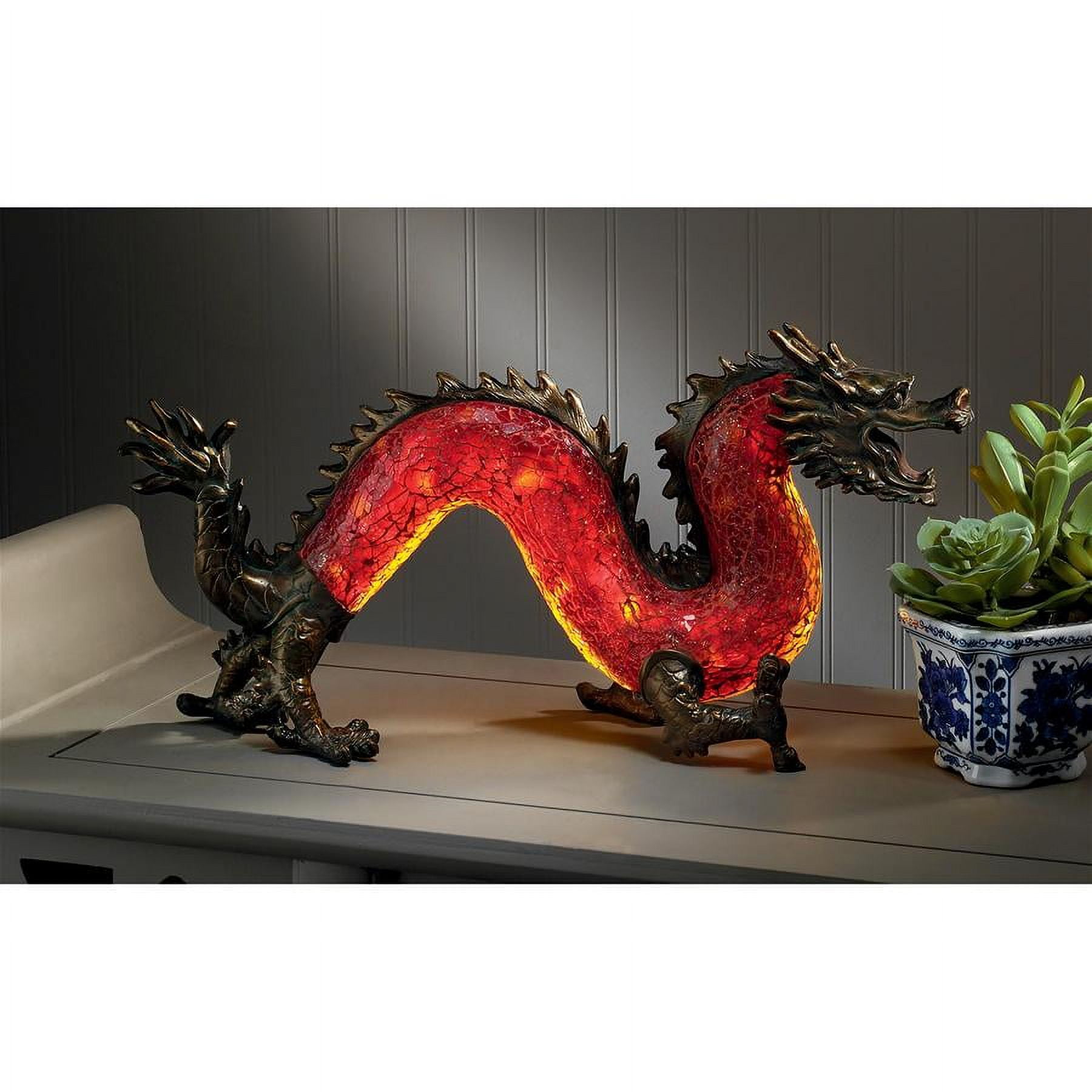 Design Toscano Dragon Dance of Light Illuminated Mosaic Glass Sculpture ...