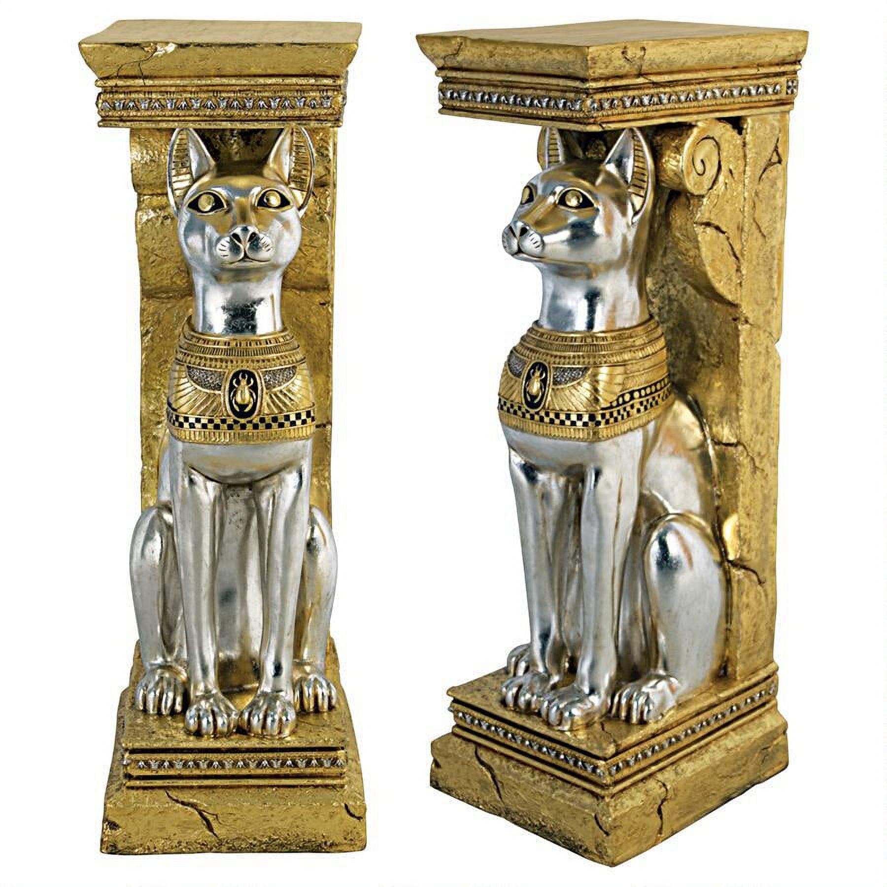 Design Toscano Egyptian Cat Goddess Bastet Pedestal Statues: Set of Two ...