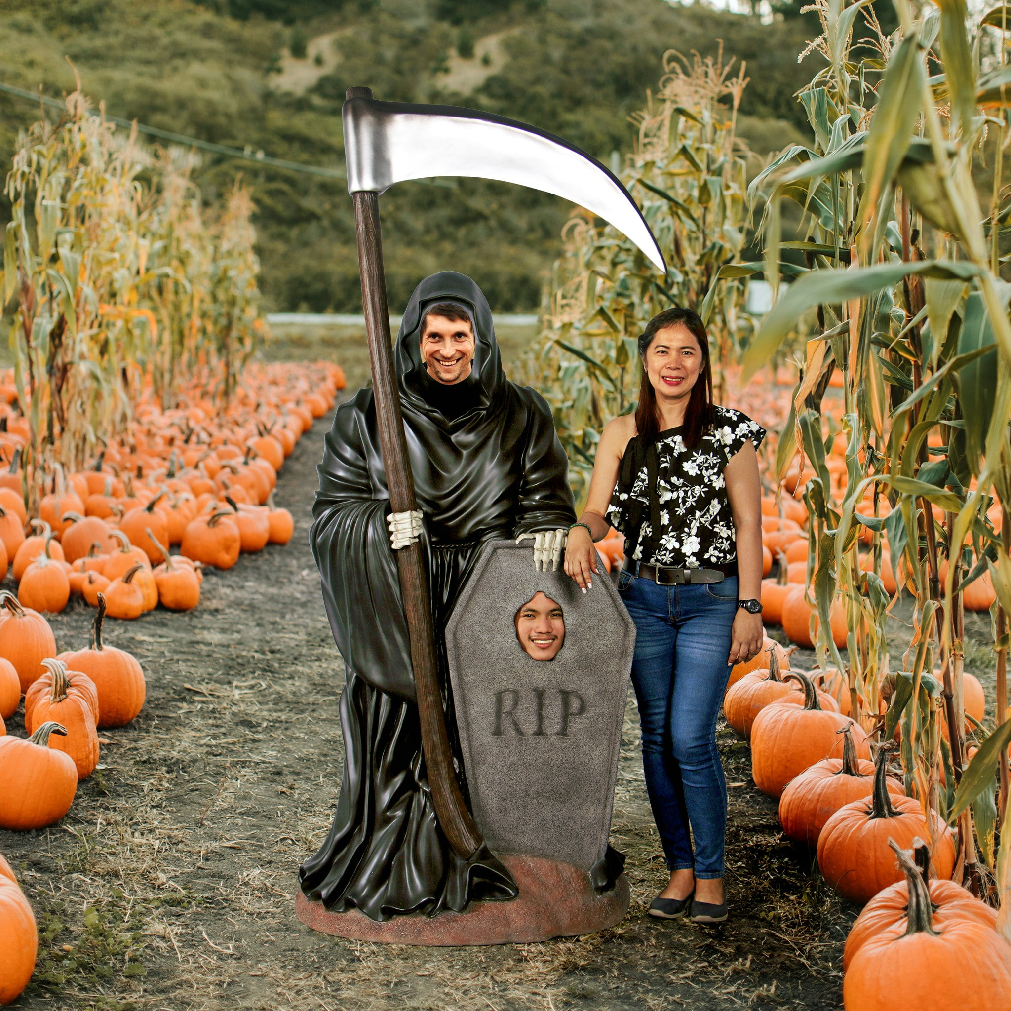 Design Toscano Halloween Grim Reaper Graveyard Ghoul Photo Op Life-size ...
