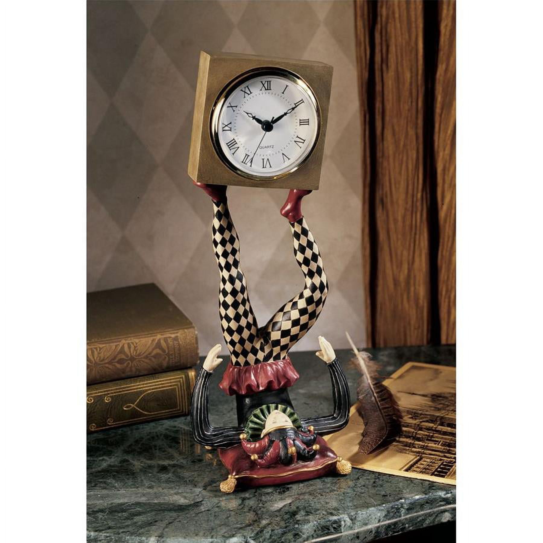 Design Toscano Juggling Time Harlequin Jester Sculptural Clock ...