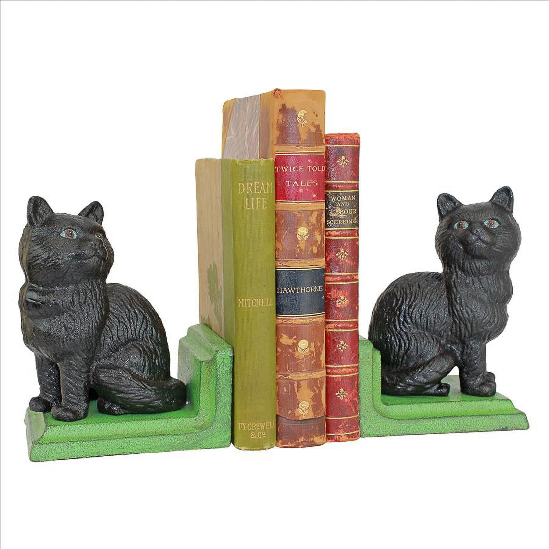 Design Toscano Kitten Kibitzing Cat Cast Iron Sculptural Bookend Pair ...