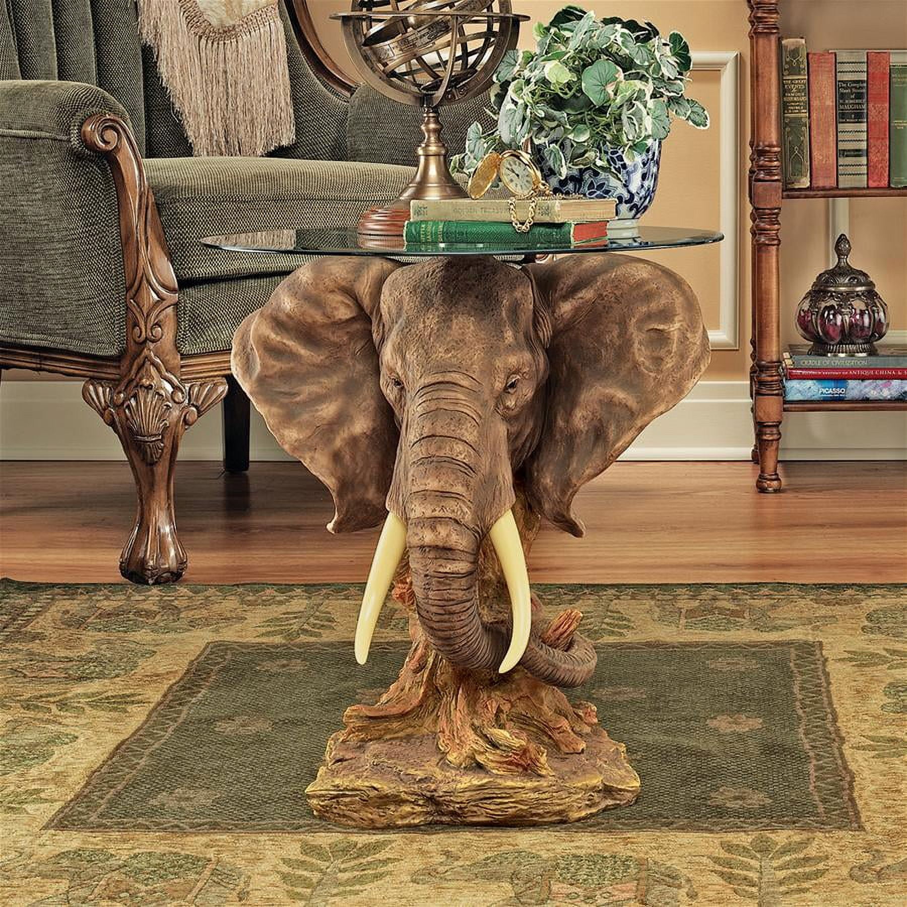 Design Toscano Lord Earl Houghton's Trophy Elephant Glass-Topped Table ...