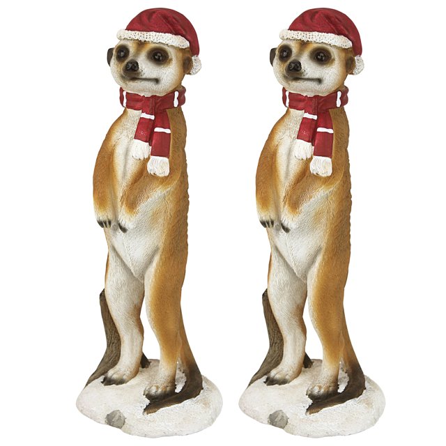 Design Toscano Merry Meerkat Holiday Greeter Statue: Set of Two ...