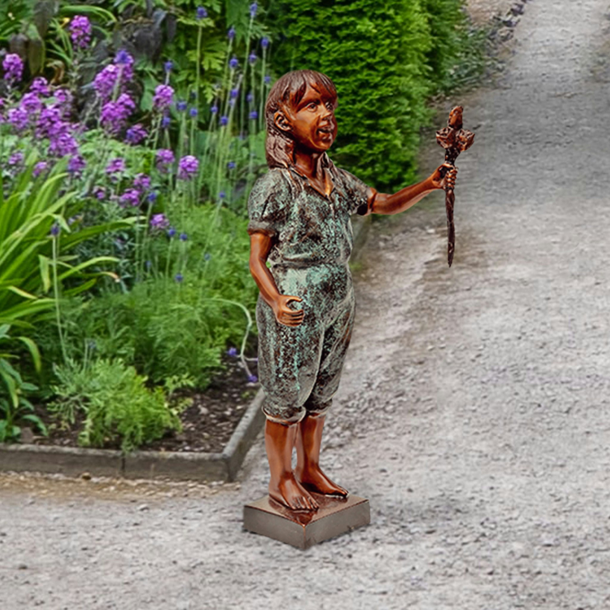 Design Toscano Olivia s Roses, Flower Girl Cast Bronze Garden Statue ...