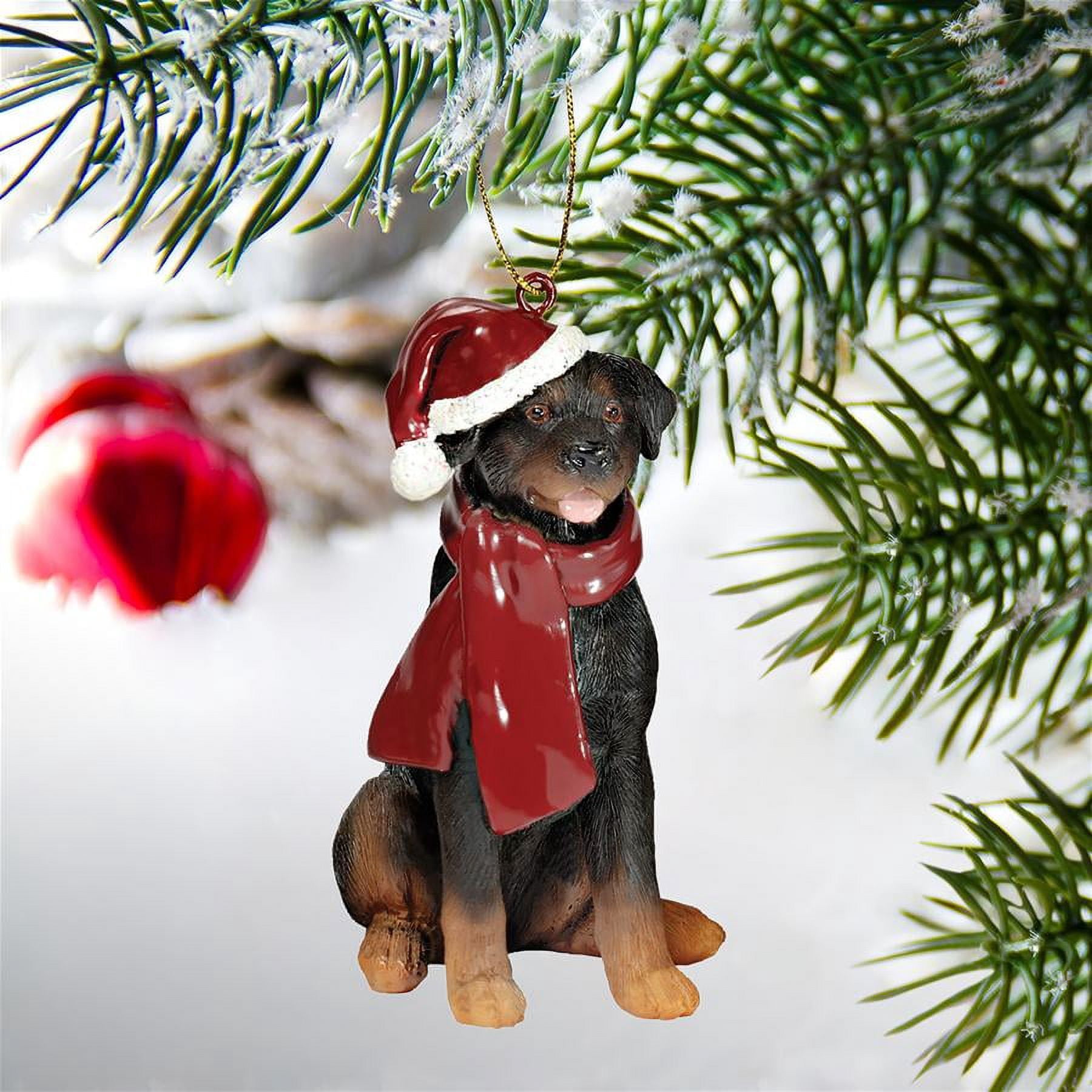 Design Toscano Rottweiler Christmas Tree Ornament, Holiday Dog ...