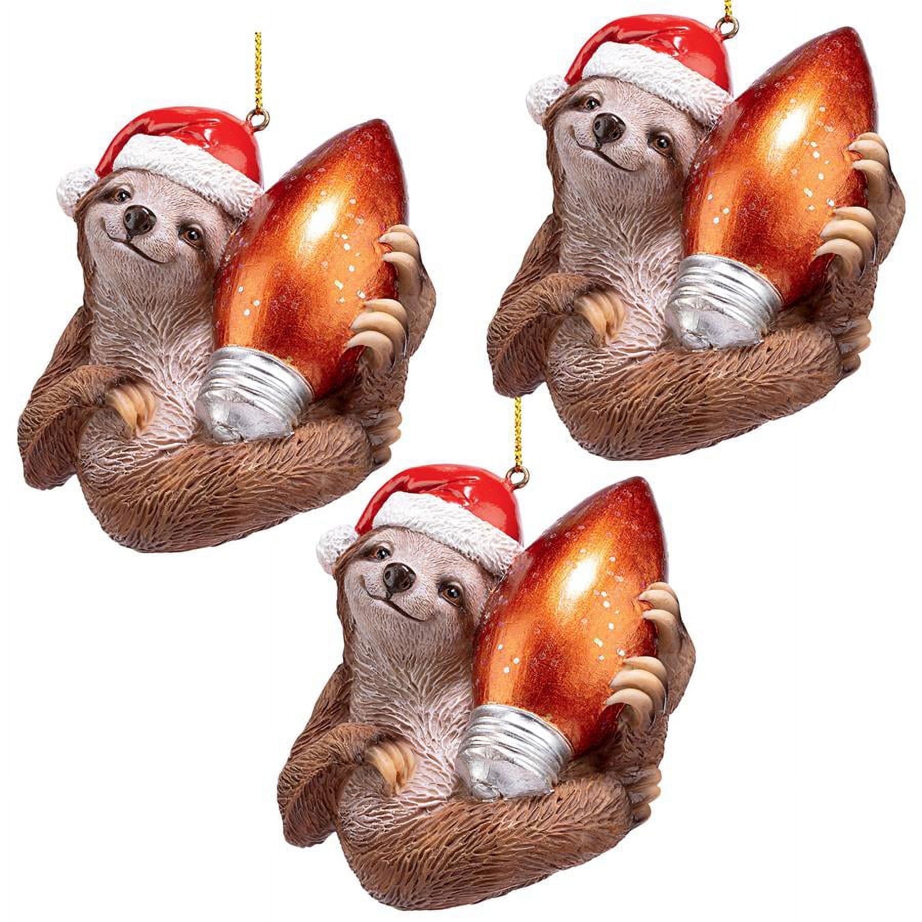 Design Toscano Santa's Holiday Season Sloth Christmas Ornament: Set of ...