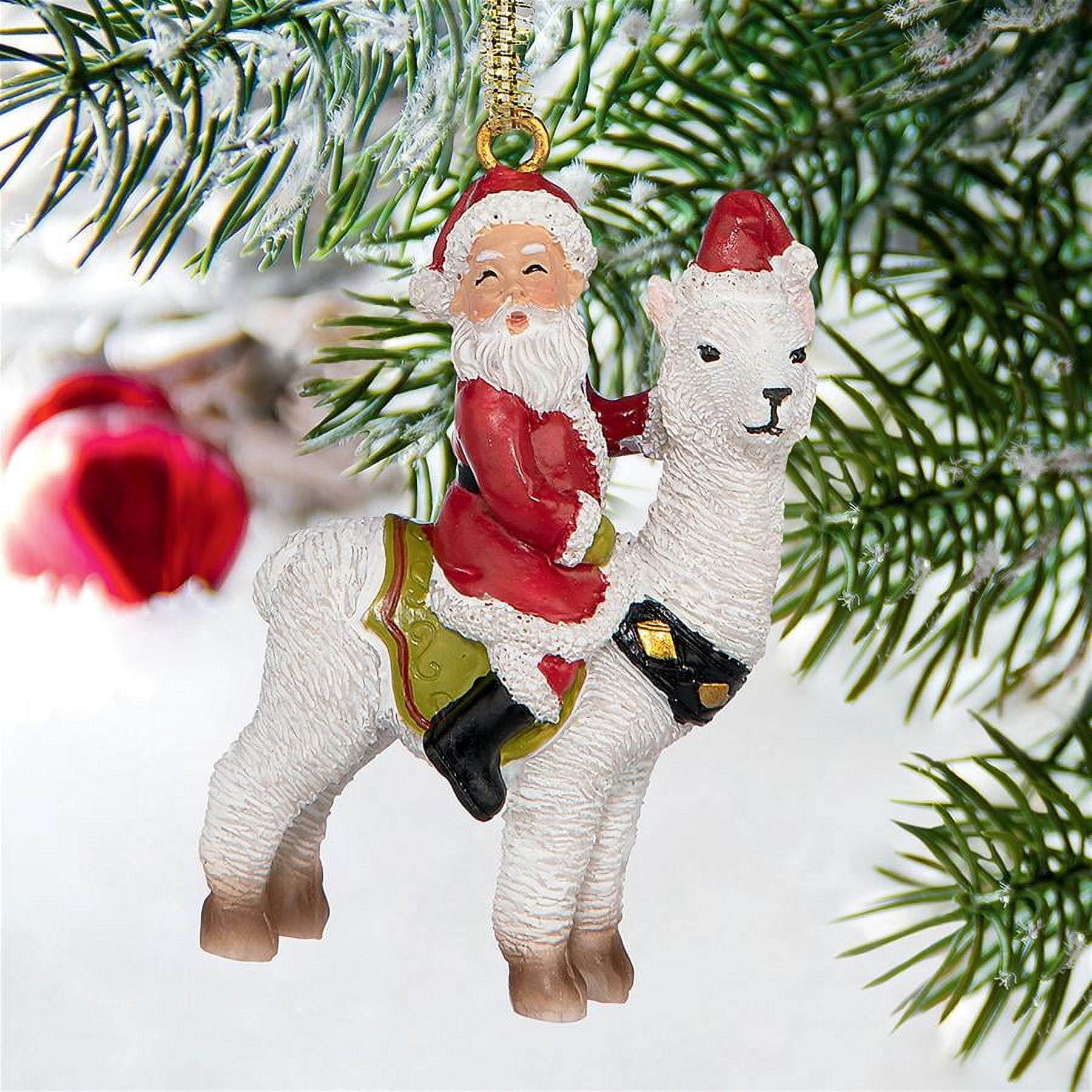 Design Toscano Santa's New Xmas Ride Llama Holiday Ornament: Each ...