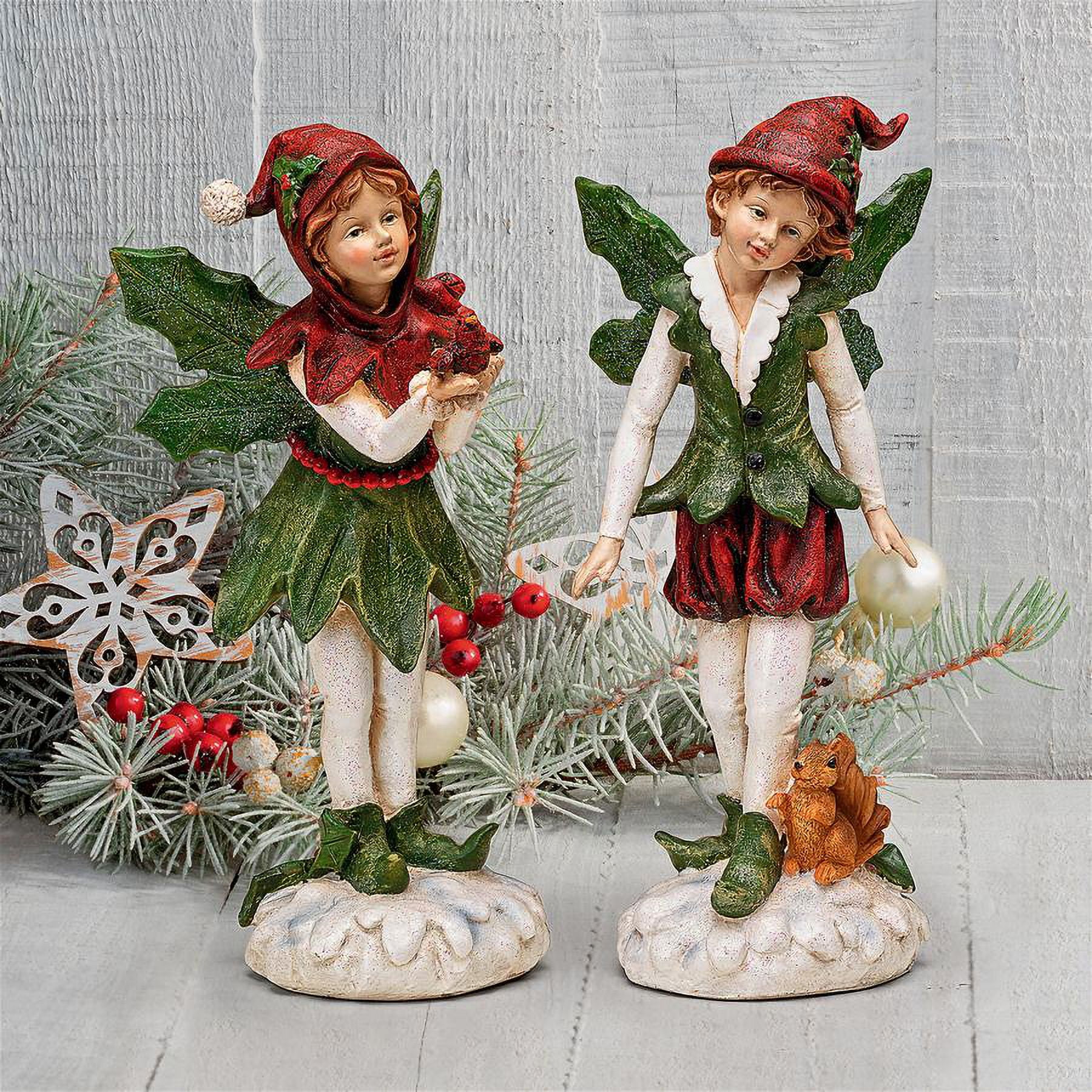 Design Toscano Santa s Victorian Holly Christmas Elves Statue Set of ...