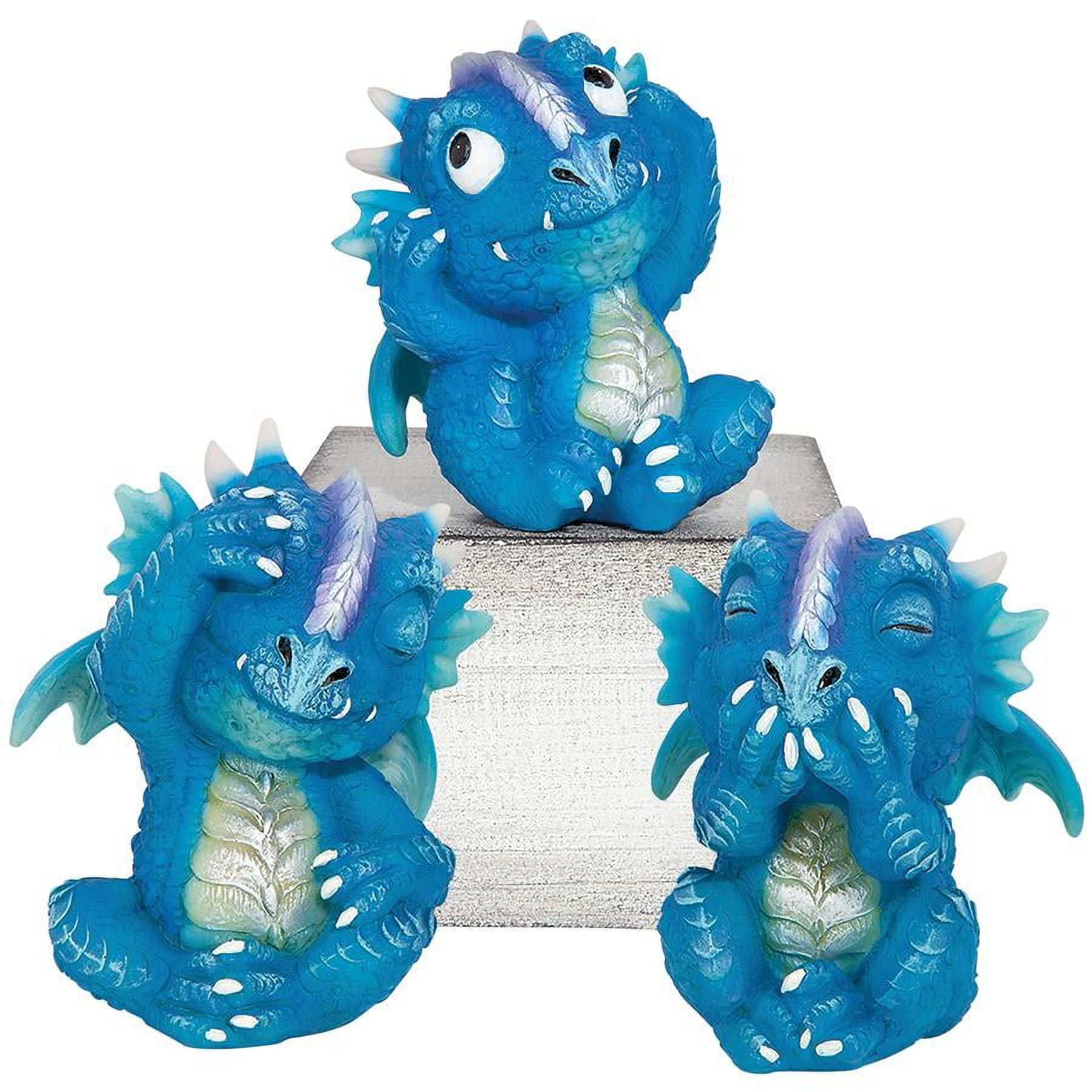Design Toscano See, Hear, Speak No Evil Blue Meanie Baby Dragon Statues ...