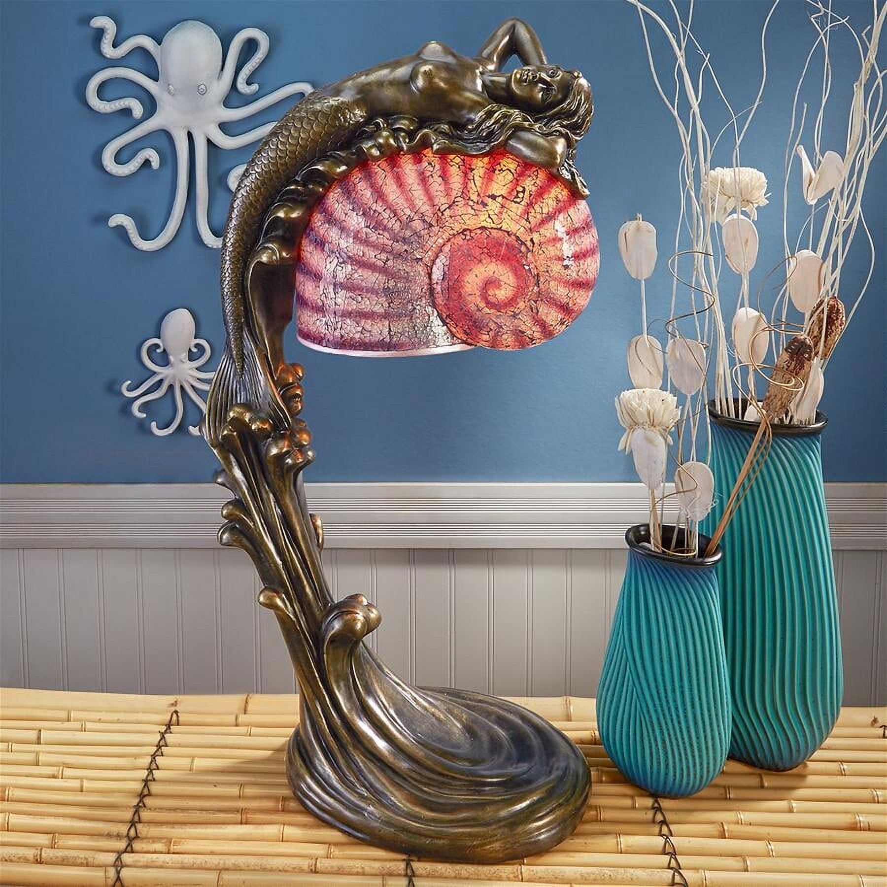 Design Toscano Siren of the Sea Mermaid Art Deco Illuminated Sculpture ...