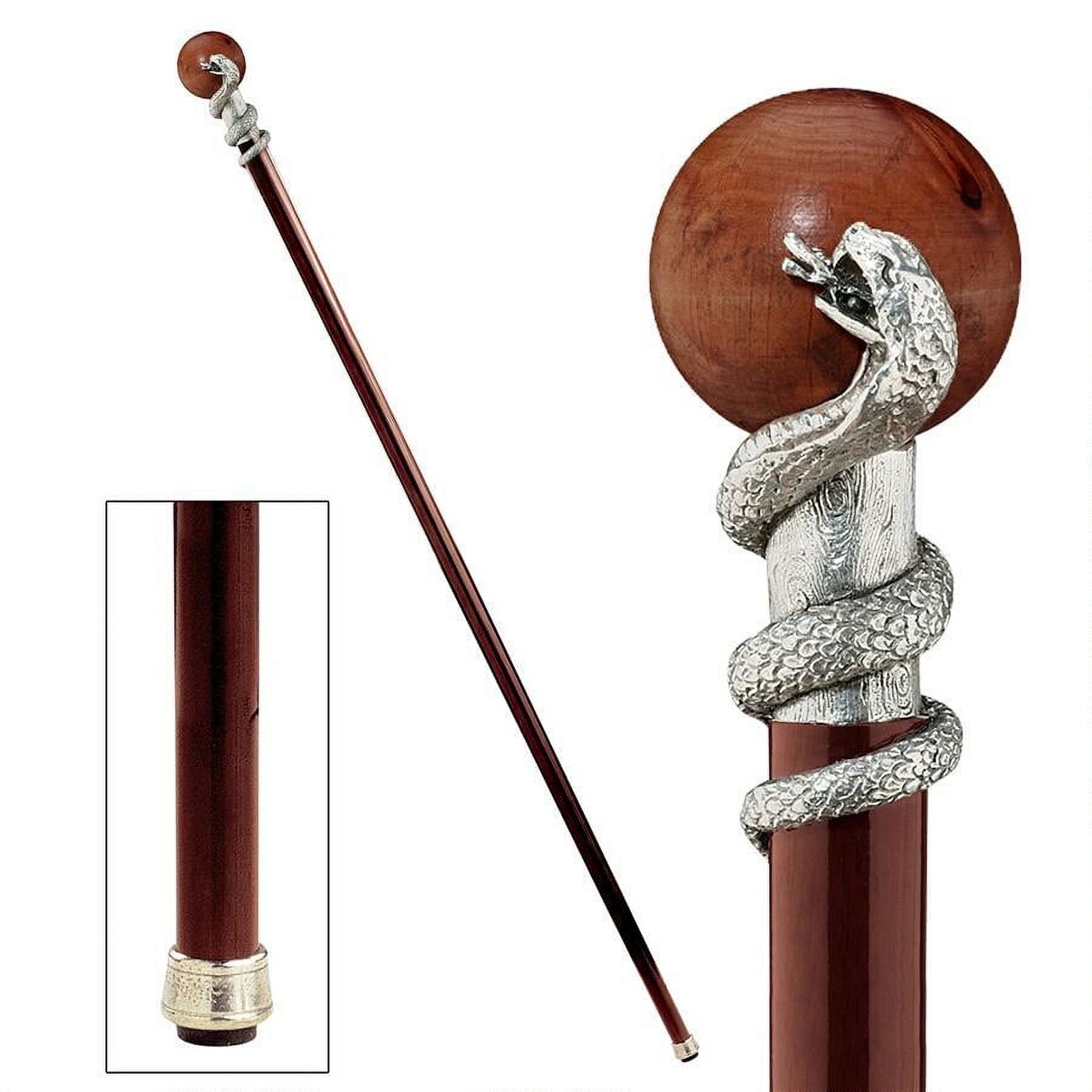 Design Toscano Snake with Globe Pewter Walking Stick - Walmart.com