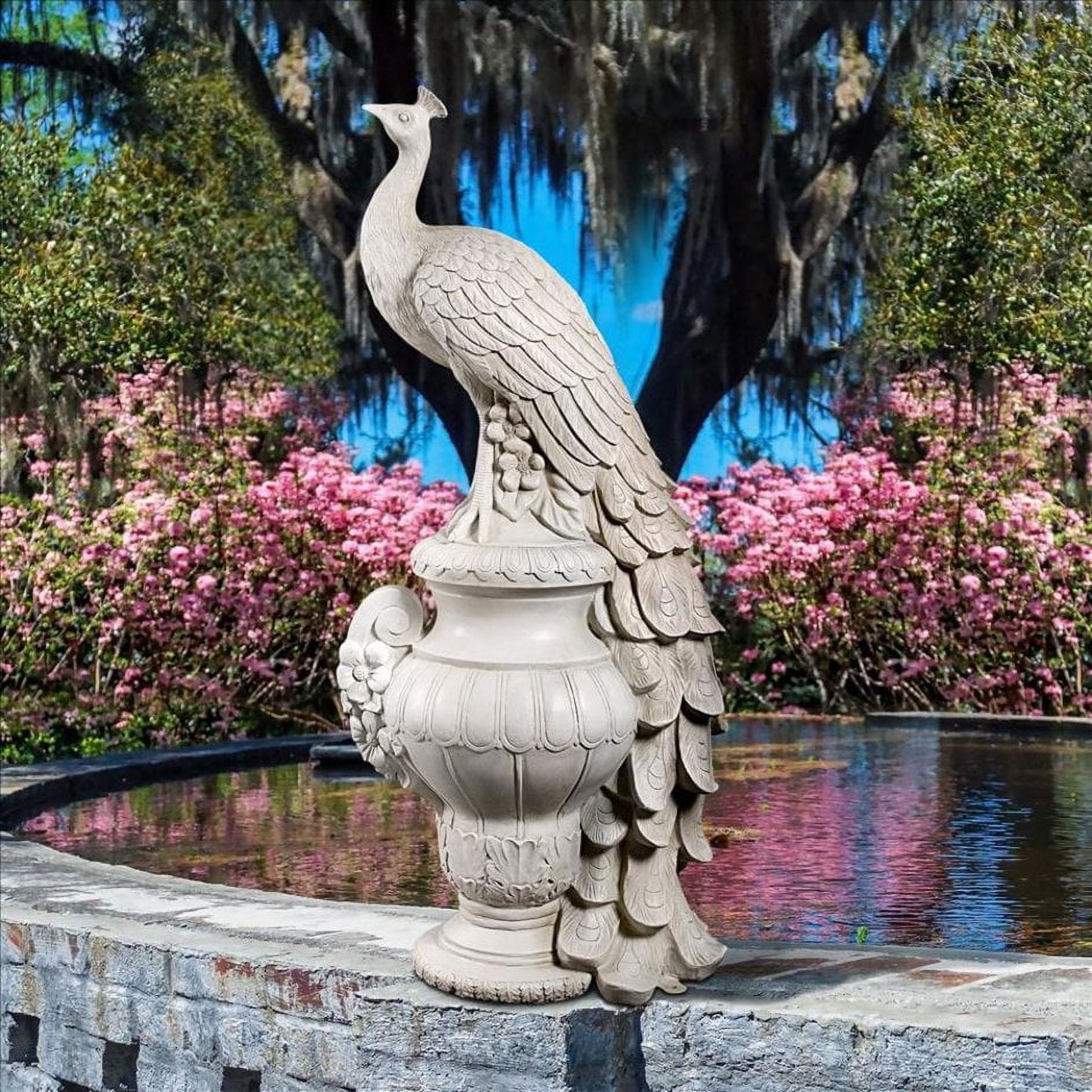 Design Toscano Staverden Castle Peacock on an Urn Garden Statue by ...