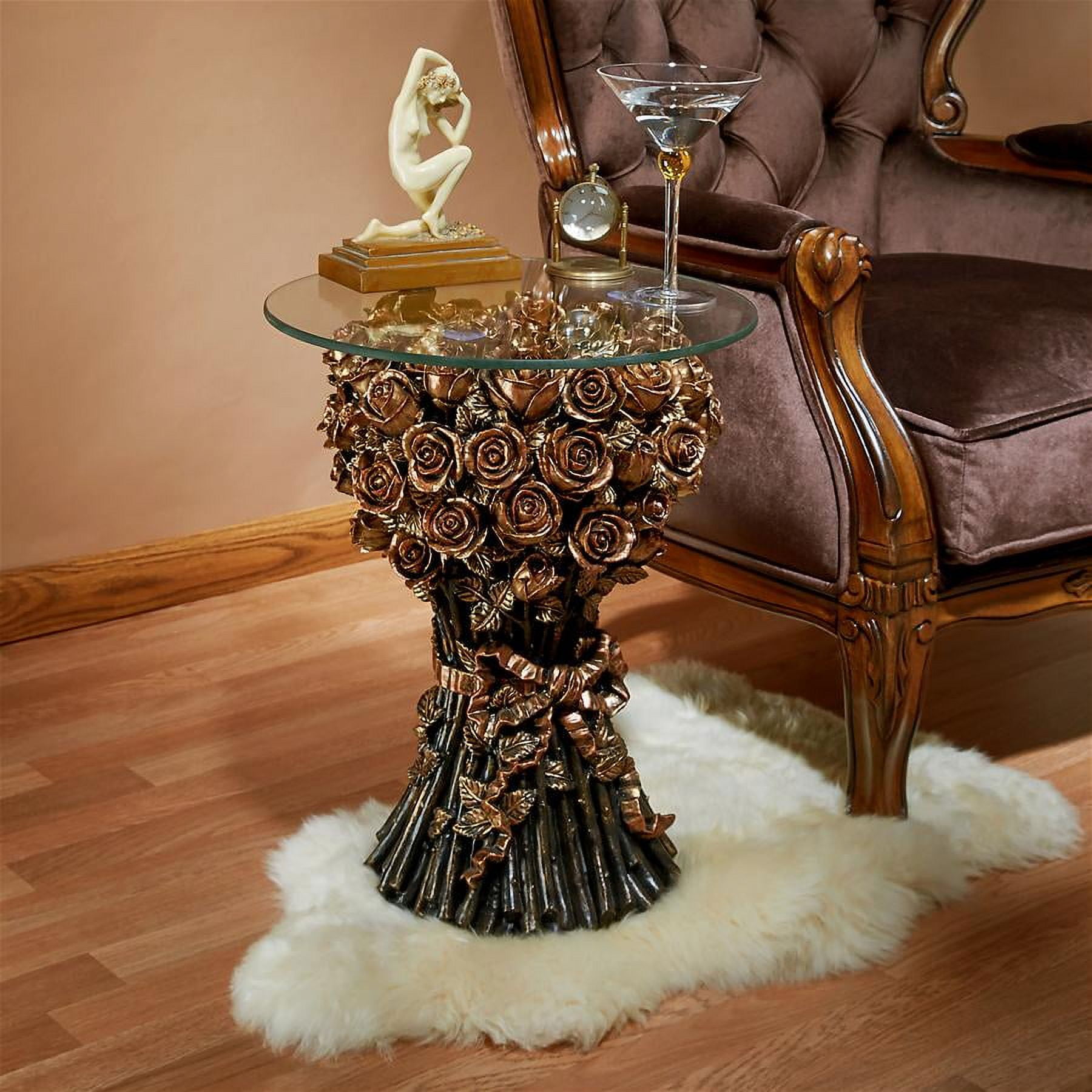 Design Toscano Table of Roses Glass-Topped Sculptural Table - Walmart.com