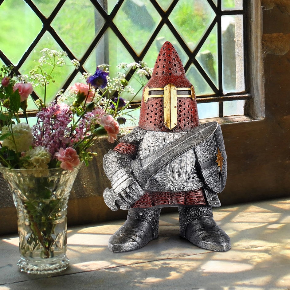 Design Toscano The Knight of the Round Mushroom Medieval Garden Gnome ...